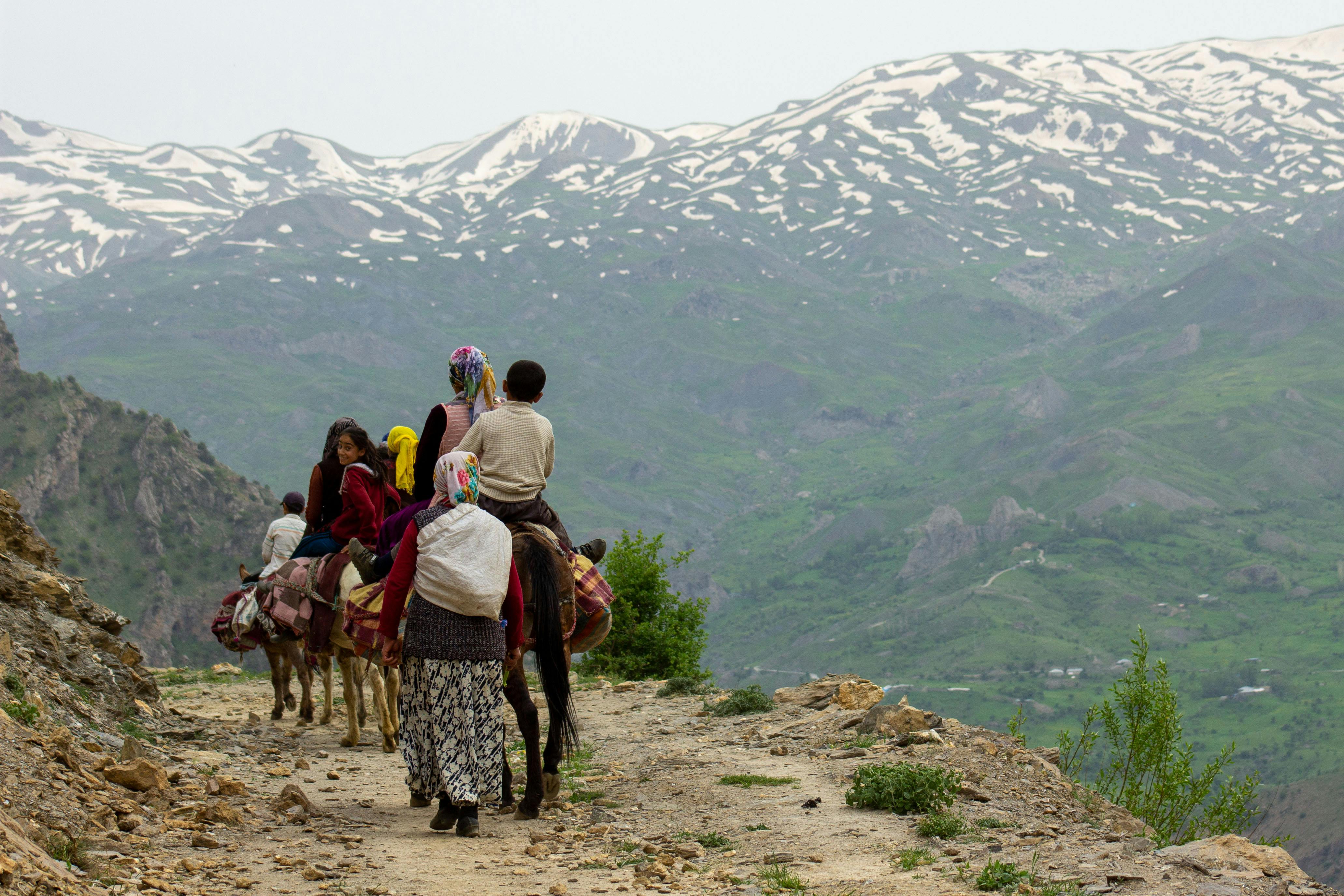 People Riding Donkeys on Footpath in Mountains · Free Stock Photo