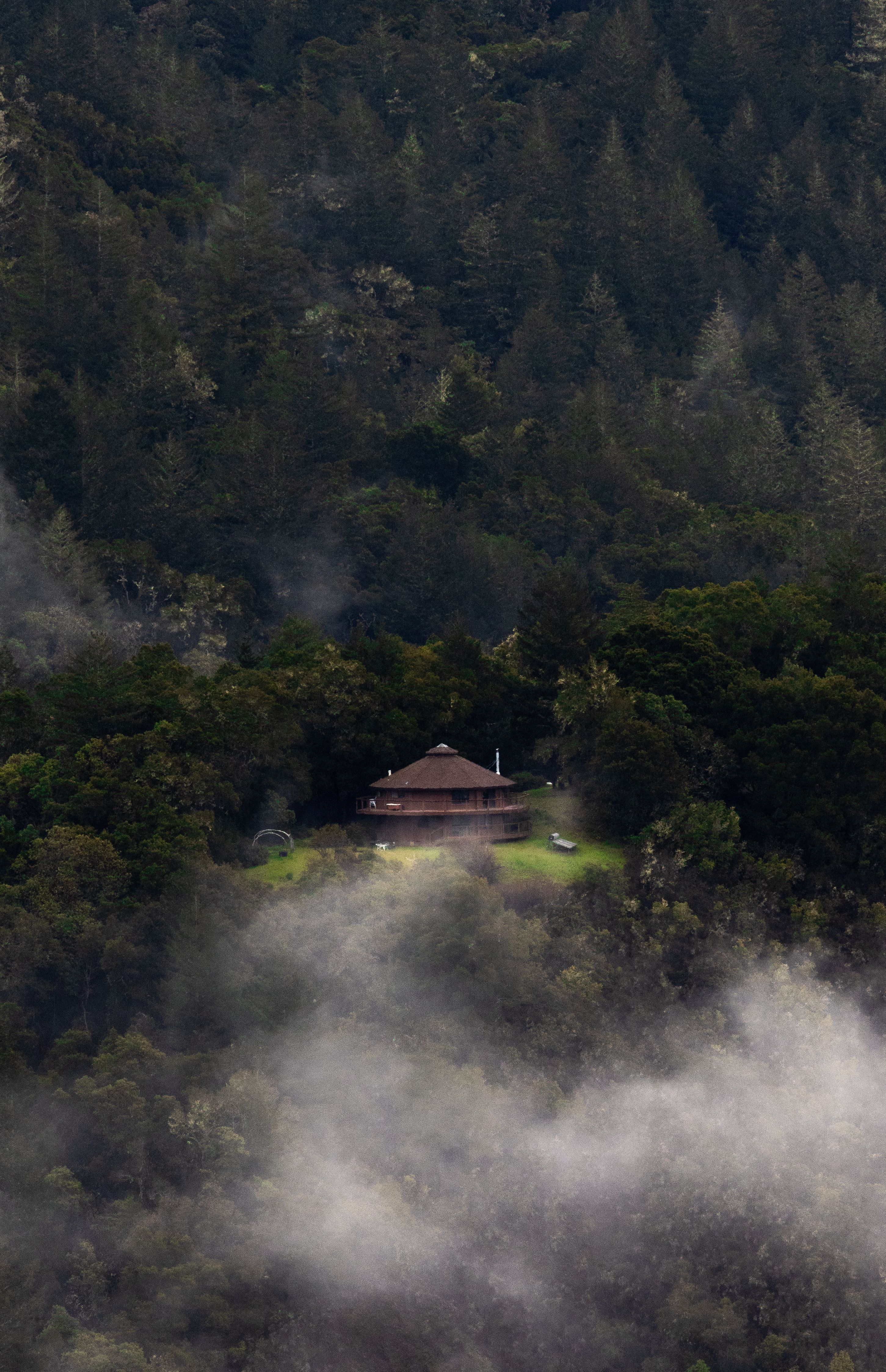 Wooden Round Building in the Middle of a Forest on a Hill · Free Stock ...