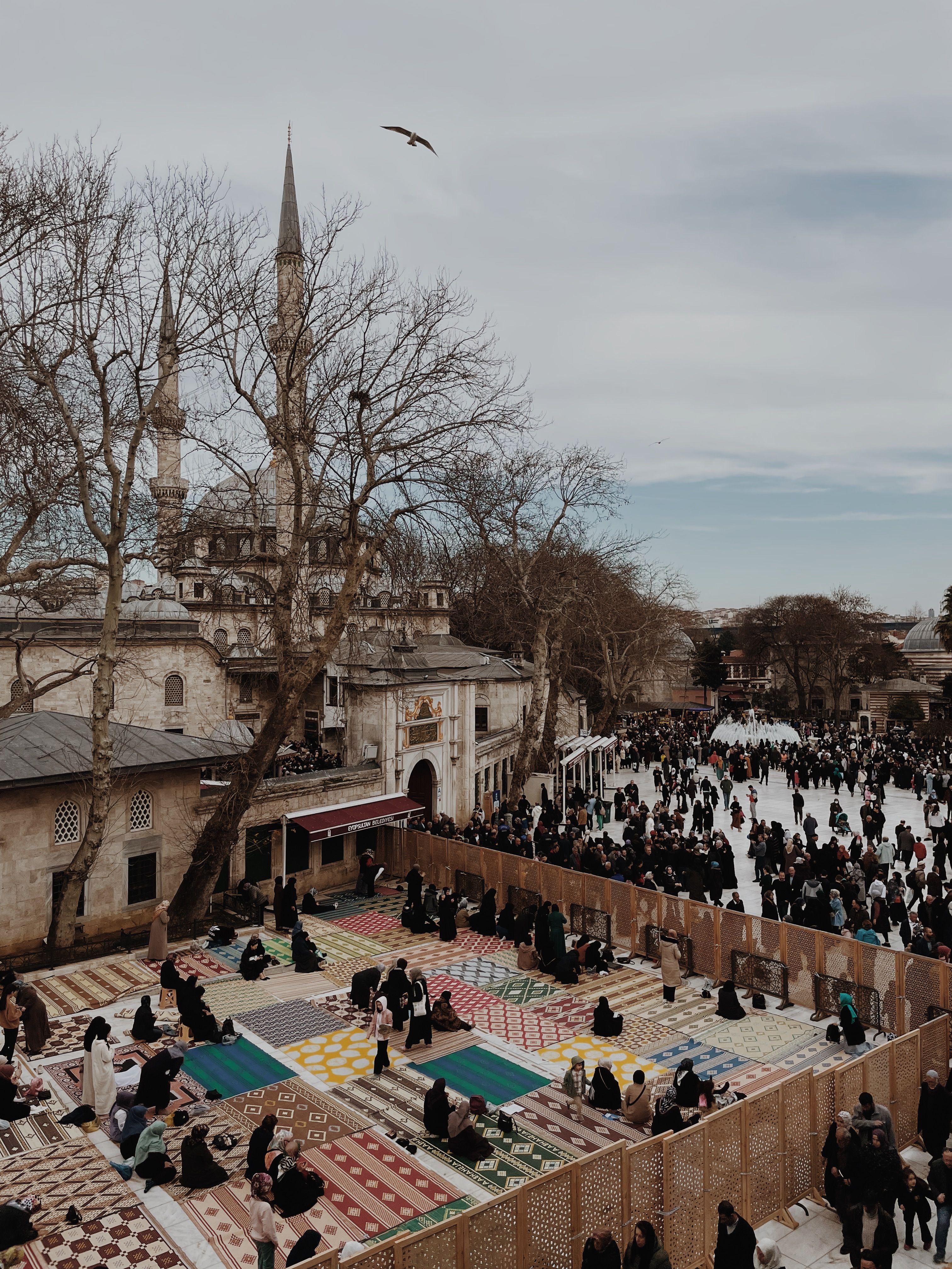 Large Group of People Praying Outside the Eyup Sultan Mosque · Free ...