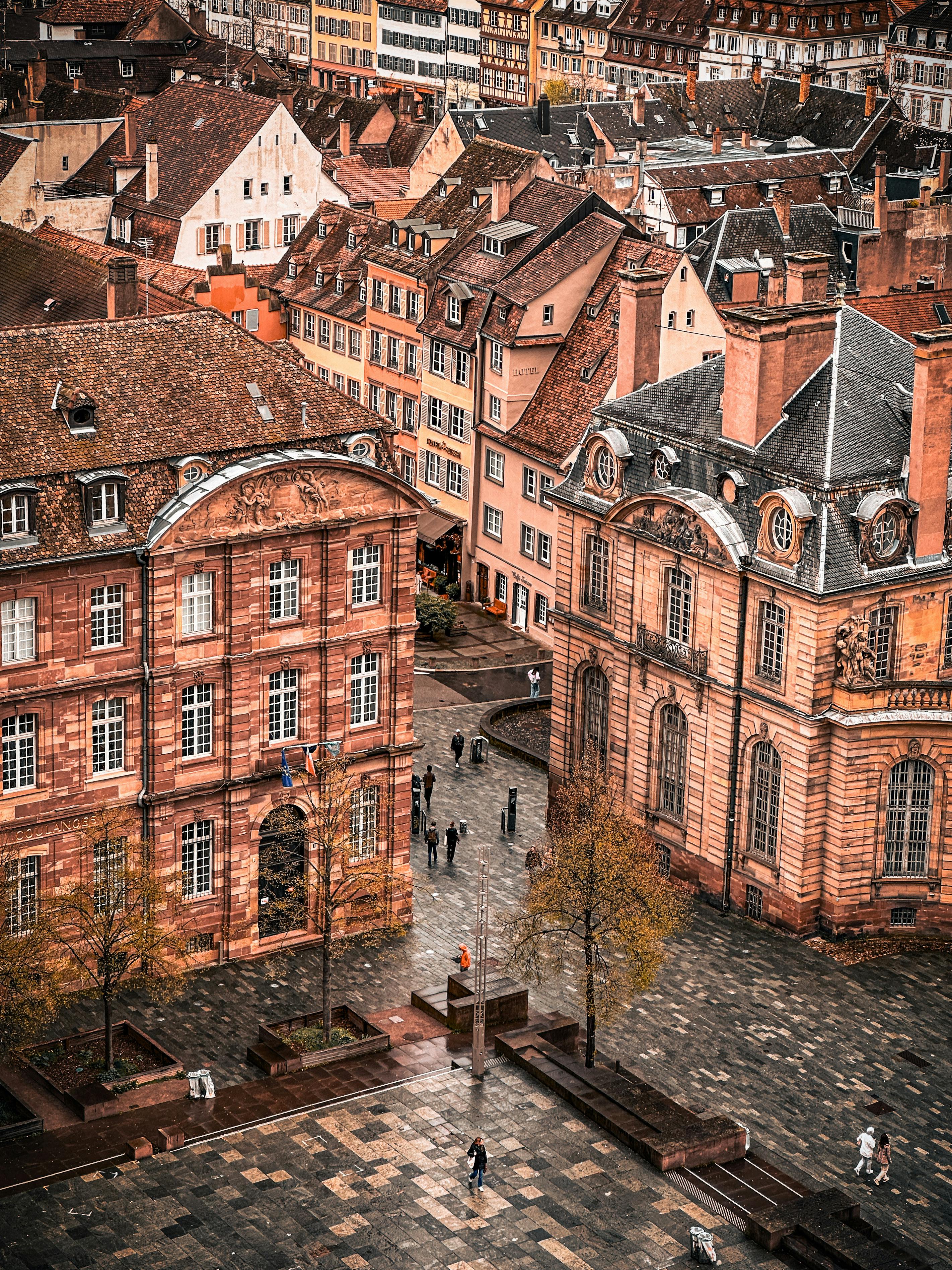 Aerial View of a Historic Square in Strasbourg, France · Free Stock Photo