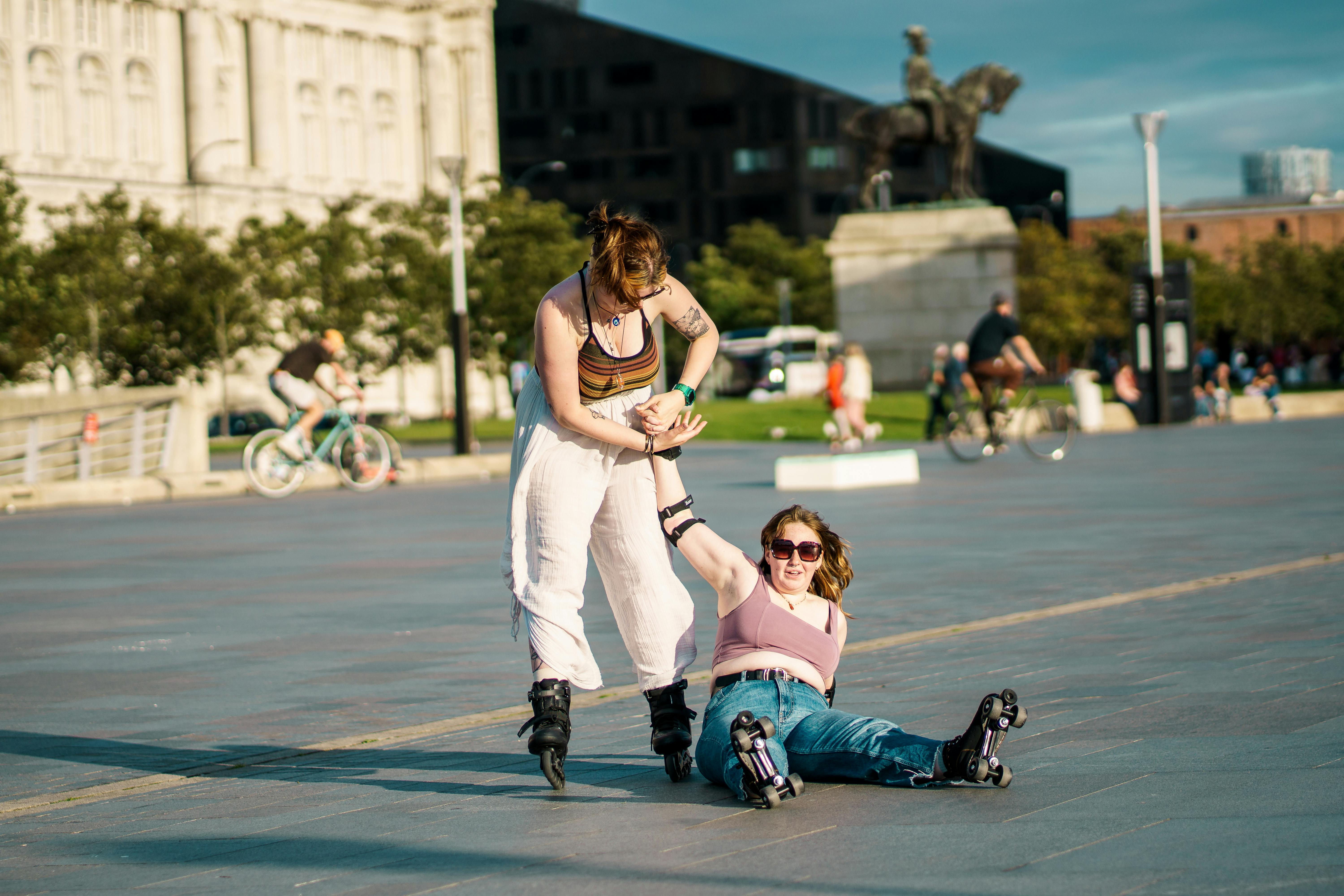 Woman Learning Riding Roller Skating · Free Stock Photo