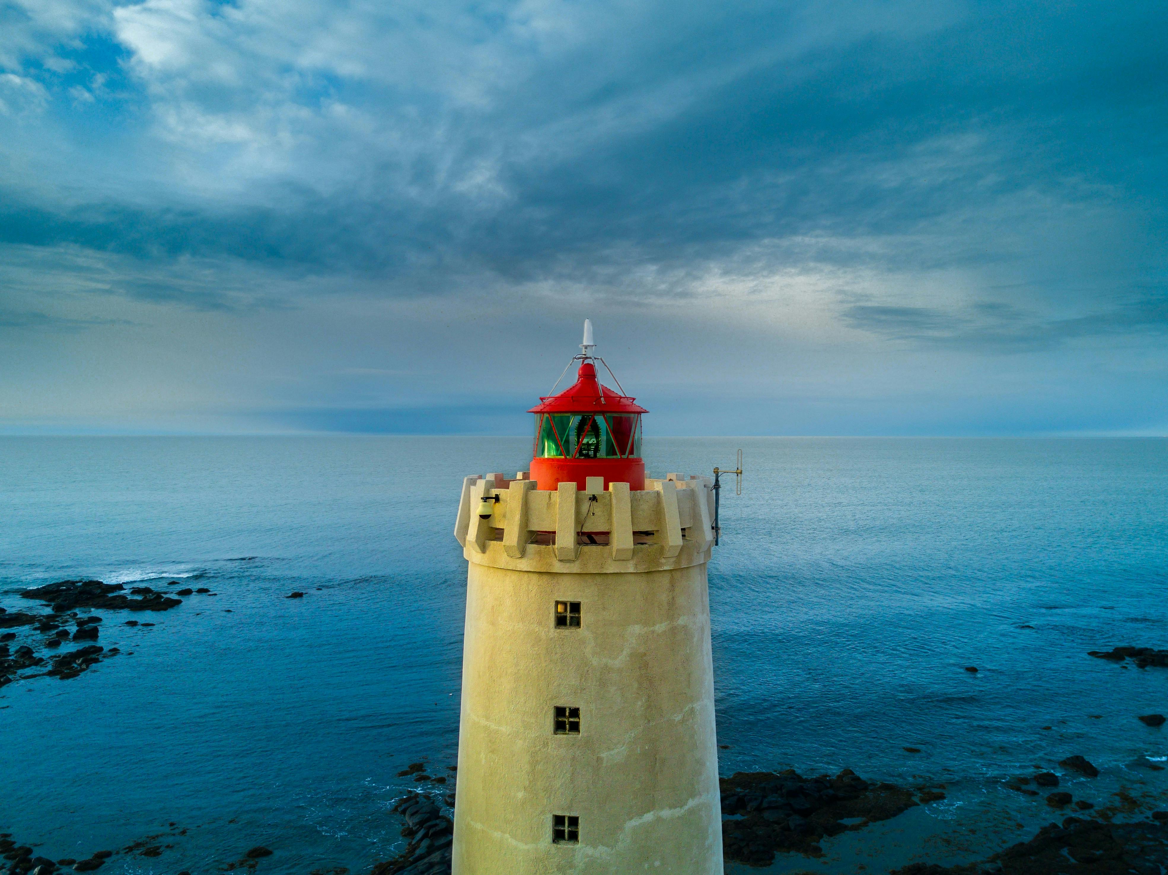 Birds Eye View of the Grotta Island Lighthouse · Free Stock Photo