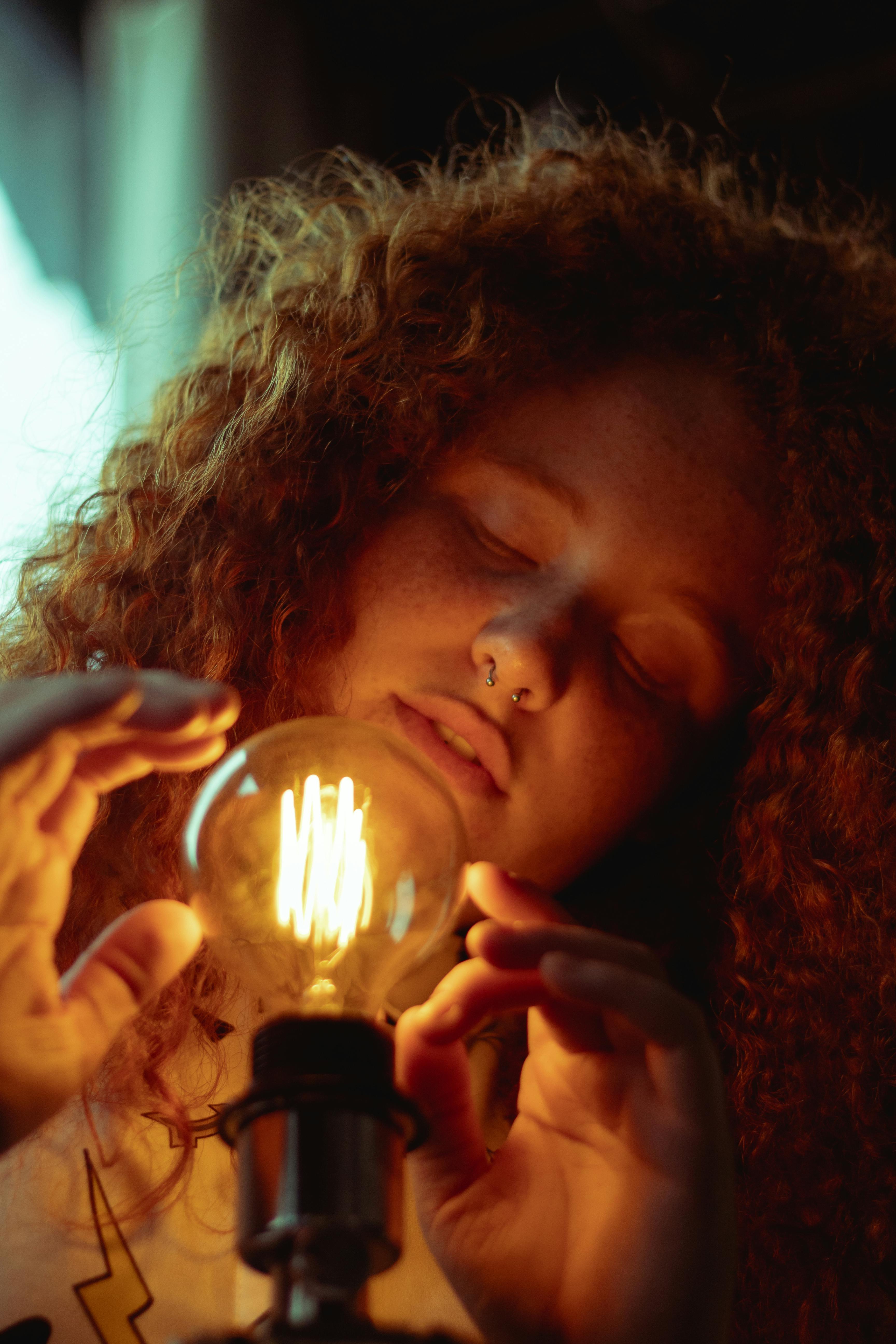 Woman Covered With Polka Dot Lights · Free Stock Photo