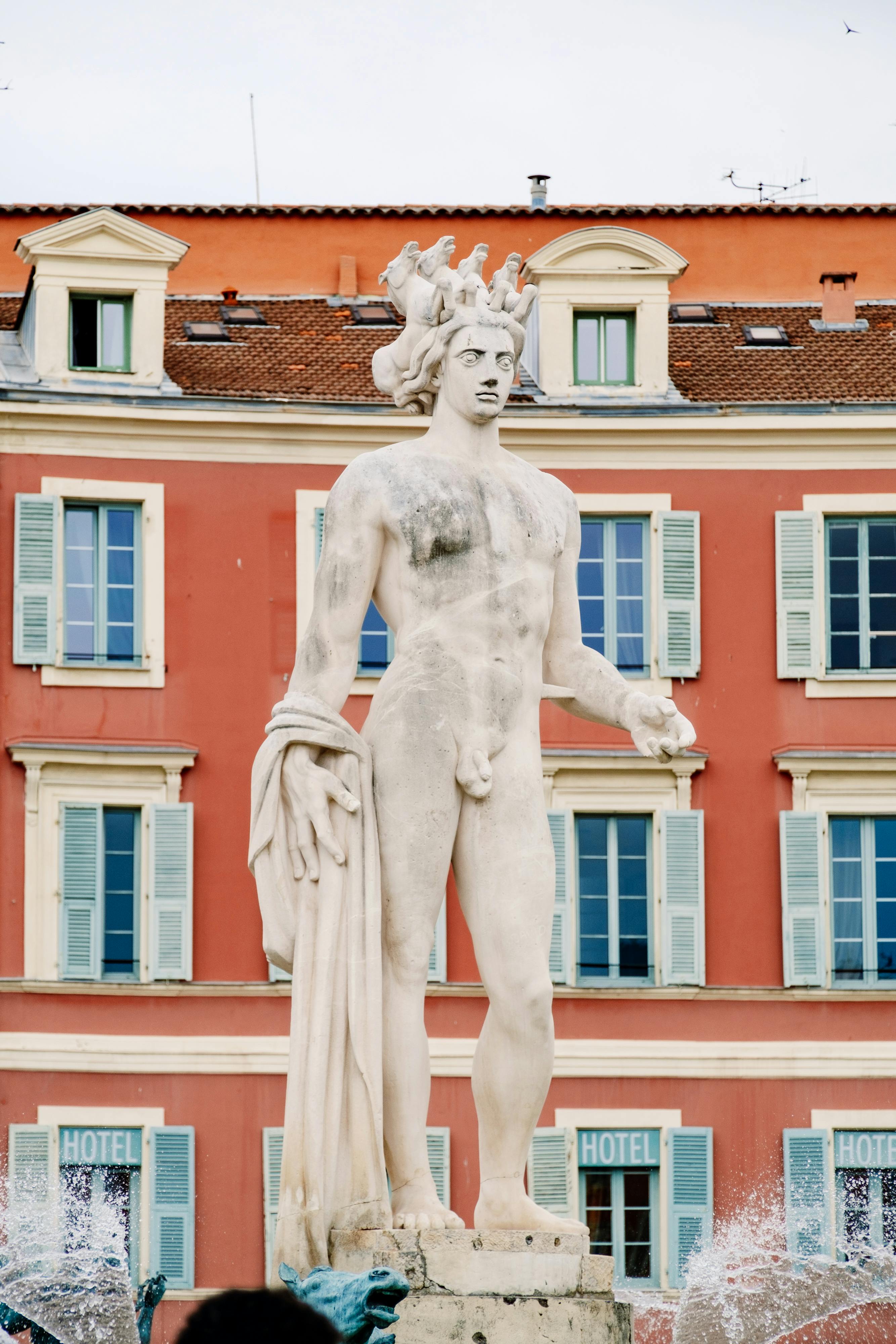 Close-up of the Statue of Apollo in the Sun Fountain at the Massena ...