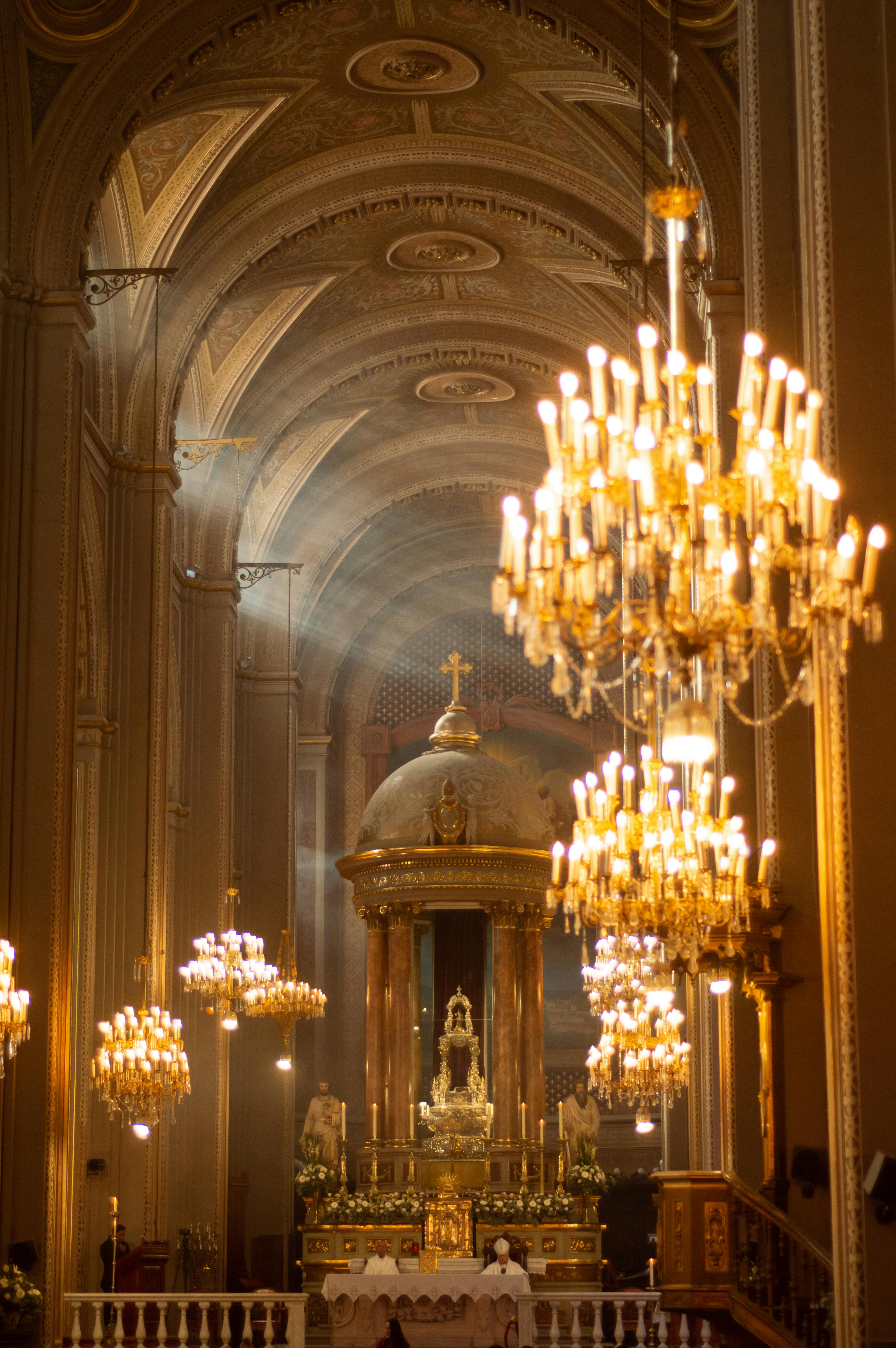 Chandeliers in Catholic Church · Free Stock Photo