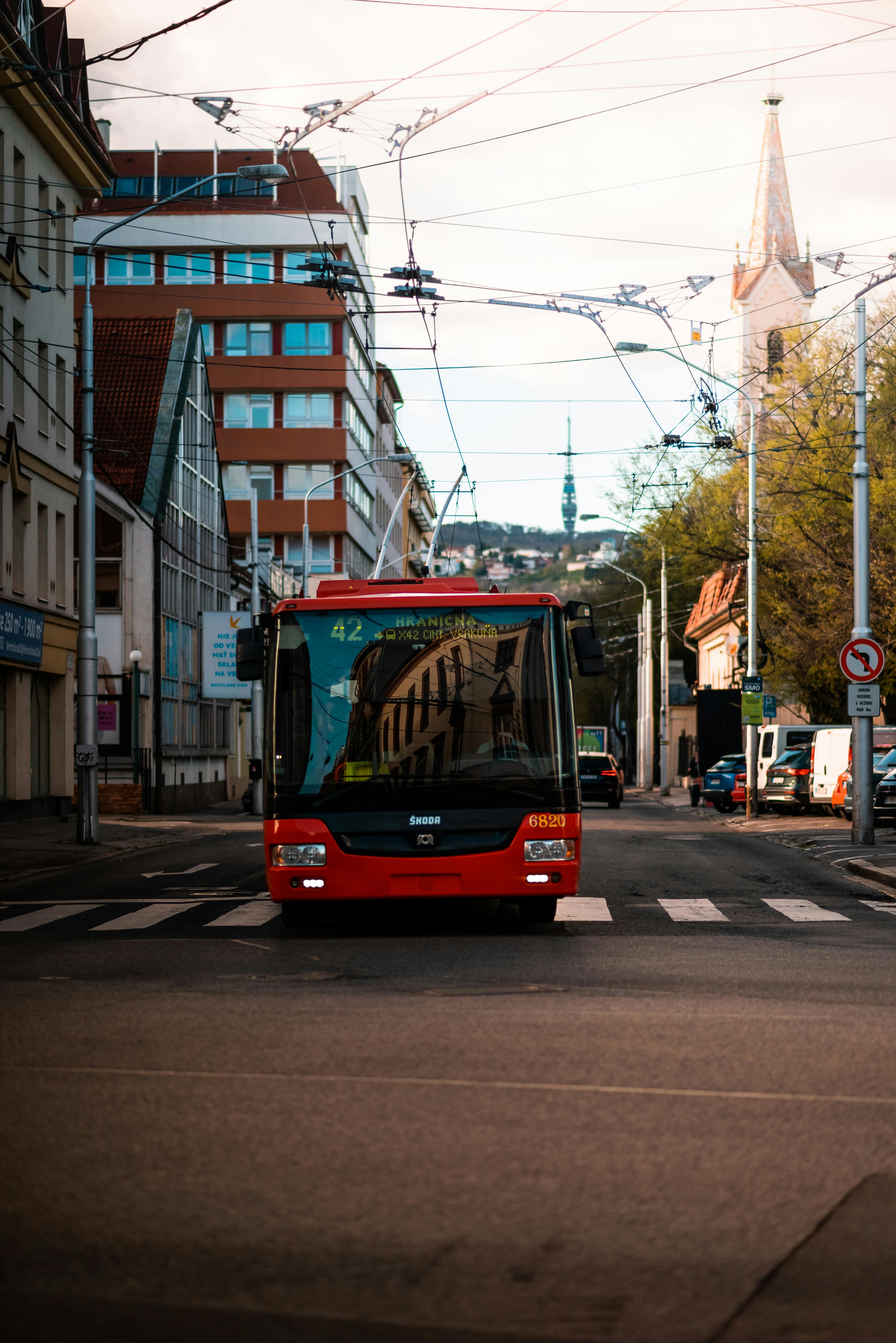 Red Trolley-bus on Street · Free Stock Photo