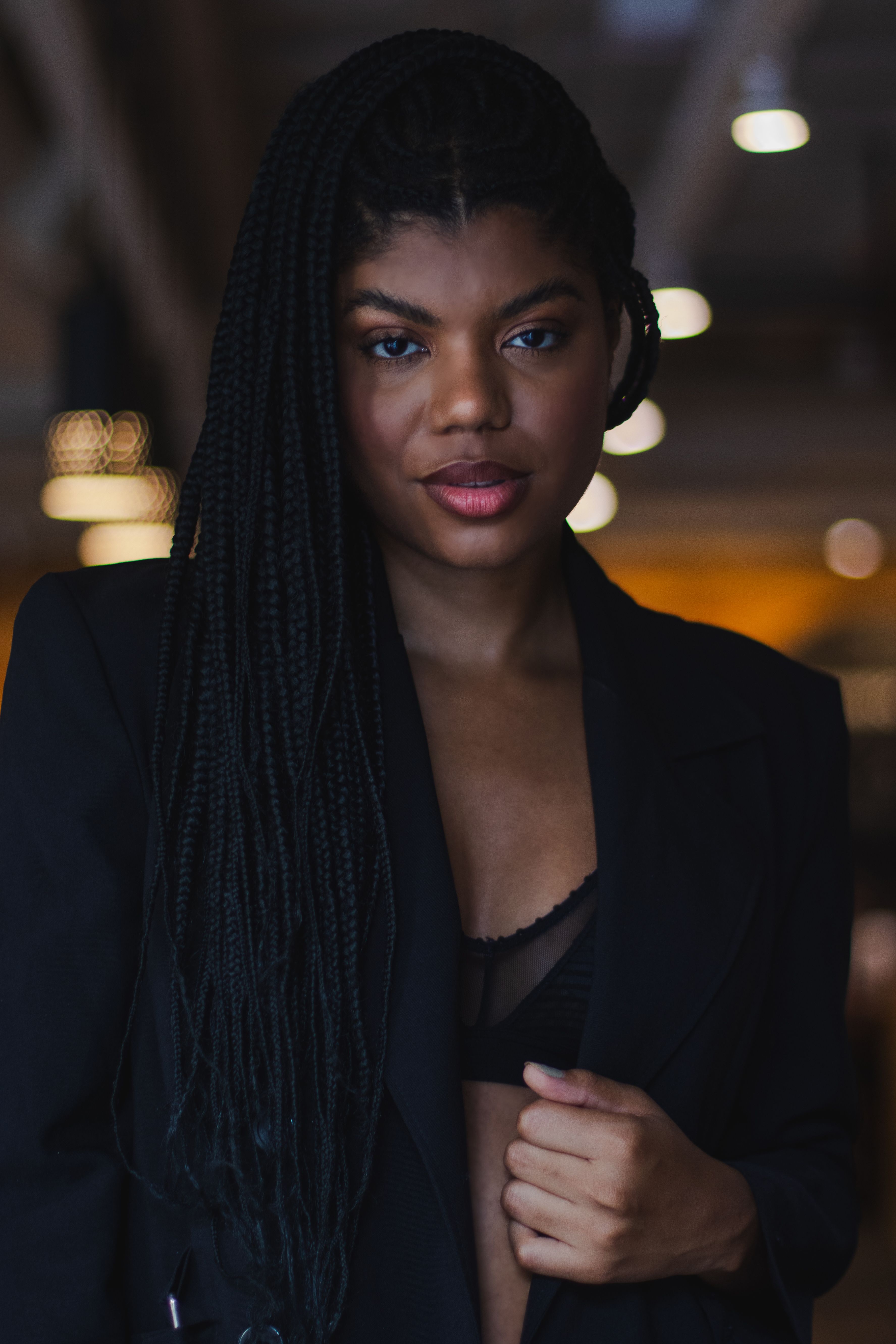 Woman in Black Jacket and Bra · Free Stock Photo