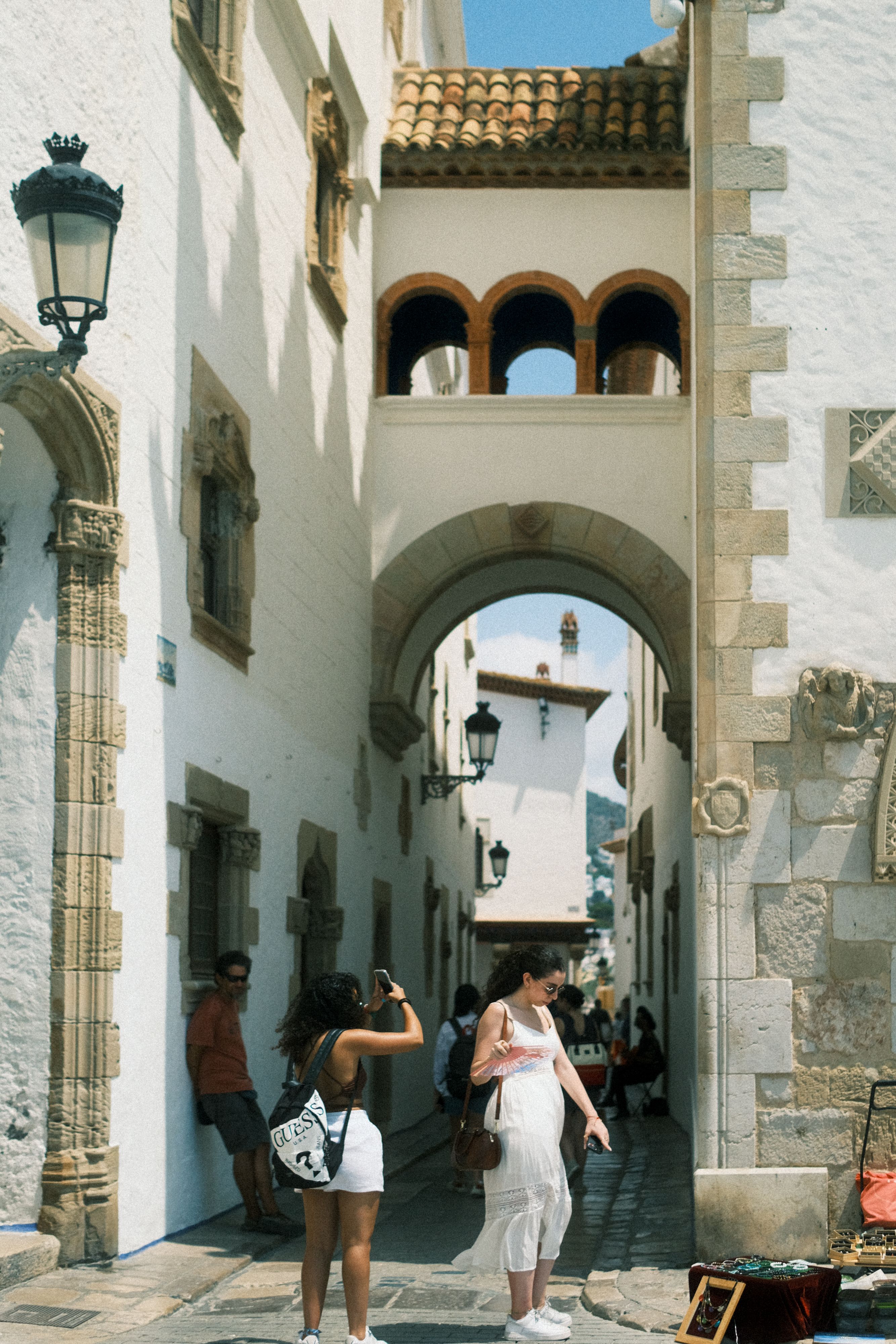 Women on Street in Old Town of Sitges in Spain · Free Stock Photo