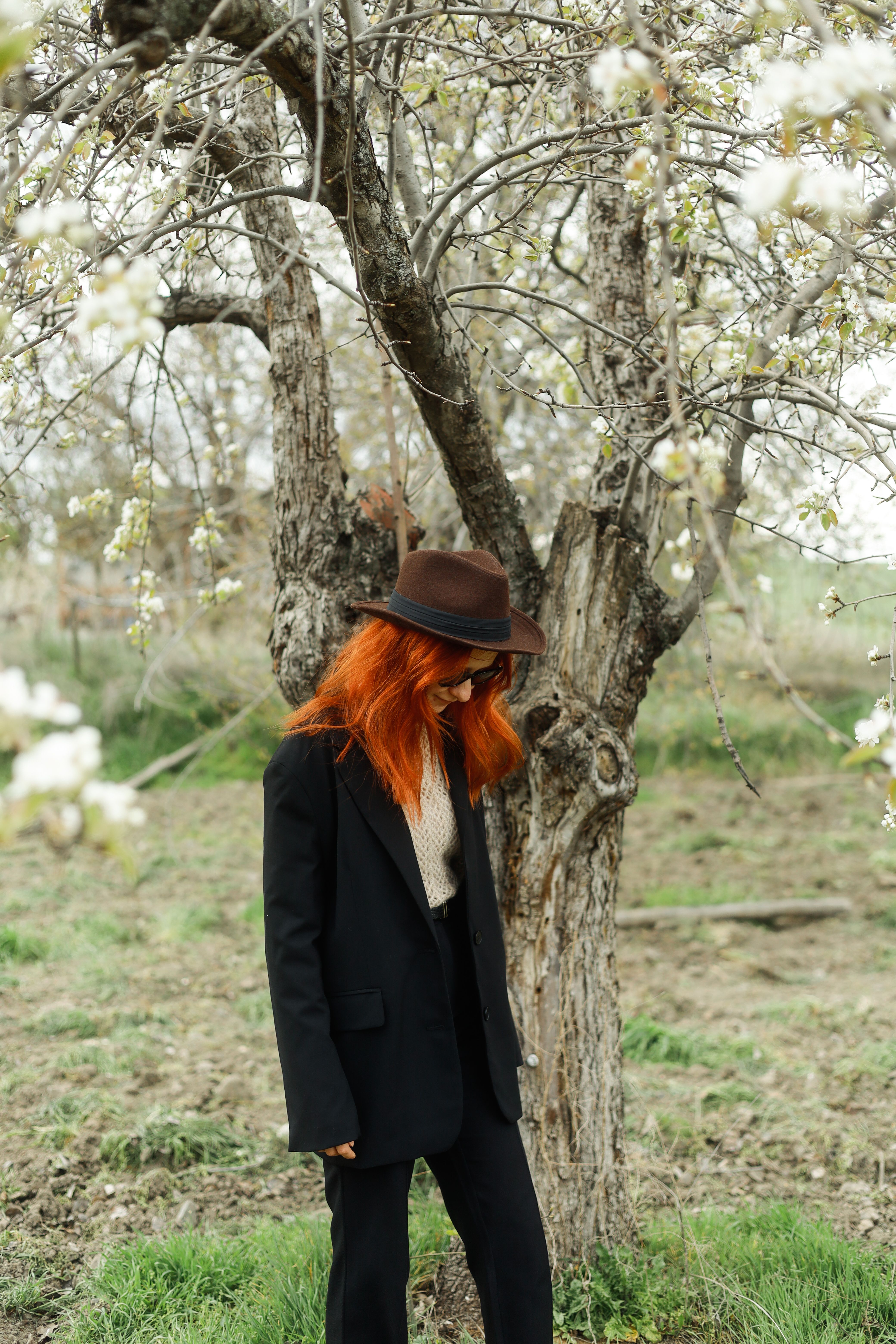 Redhead Woman in Hat and Black Suit · Free Stock Photo