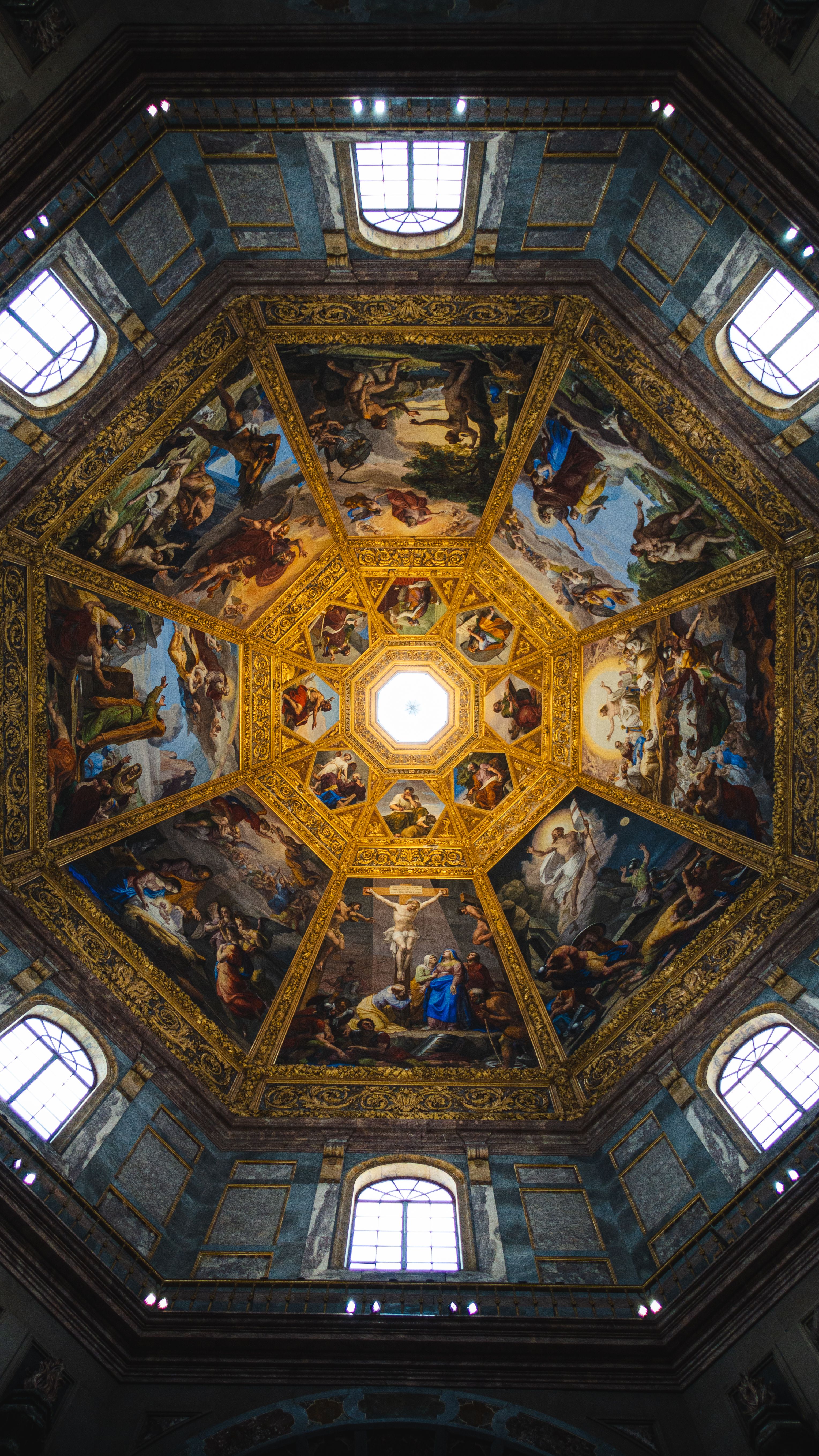 Ornamented Paintings on Ceiling in Cathedral · Free Stock Photo