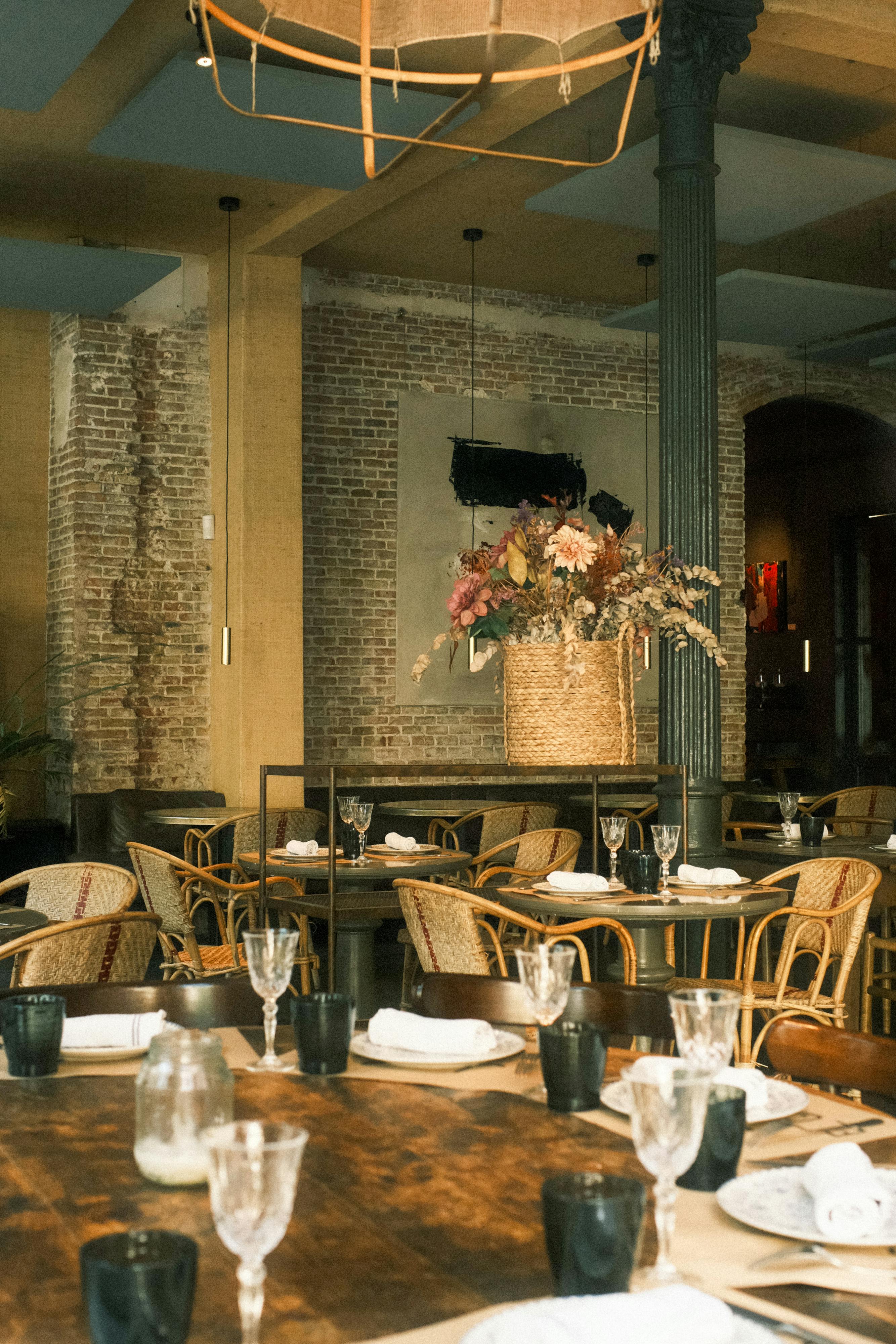 Wooden Wall Mounted Tables in a Restaurant · Free Stock Photo