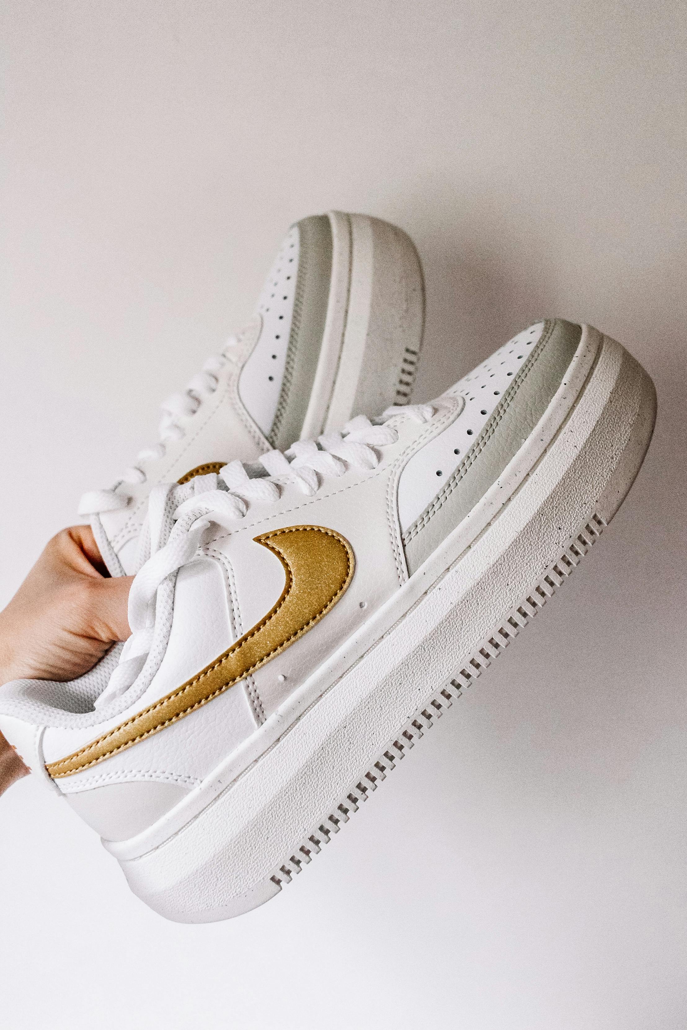 Pair of New White Snickers from Nike · Free Stock Photo