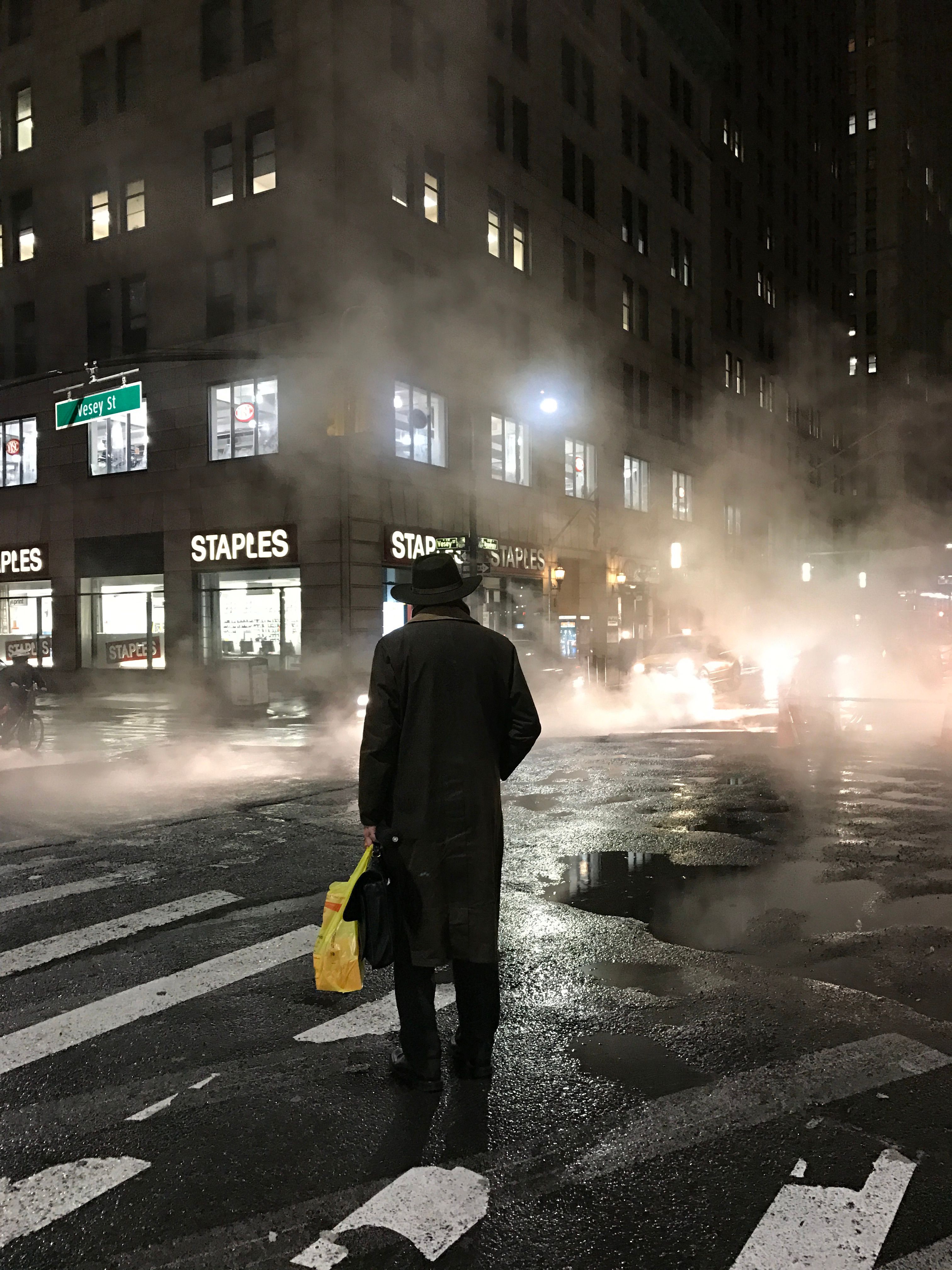 Male Silhouette in City Street by Night · Free Stock Photo