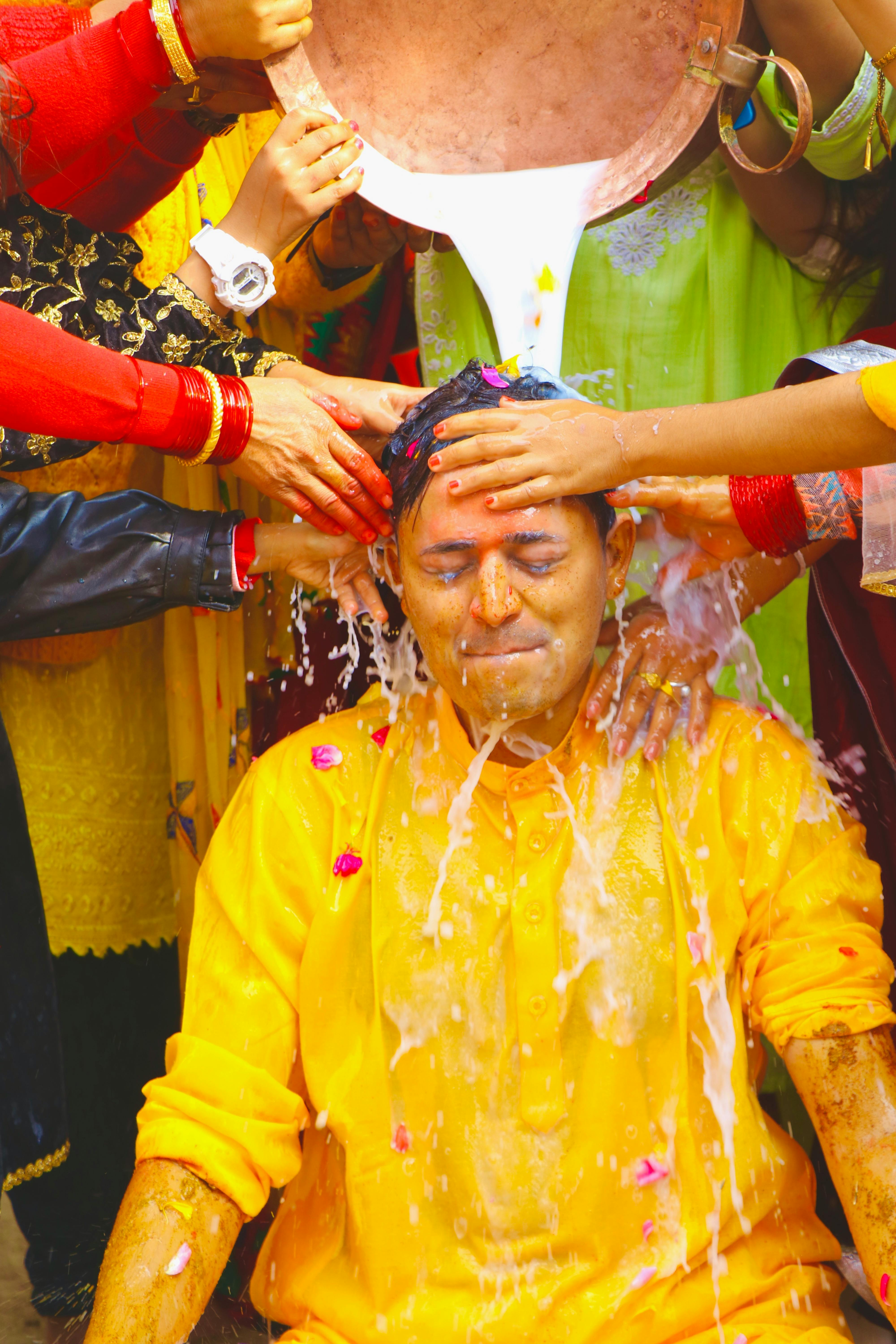Traditional Ceremony of Pouring Milk on Man · Free Stock Photo