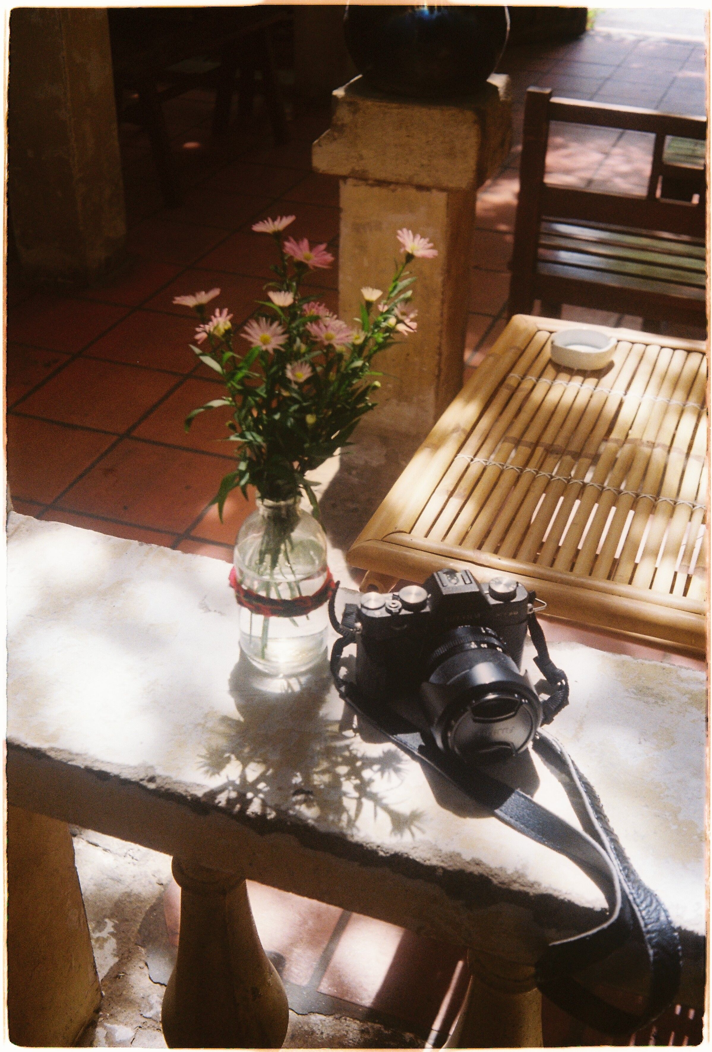Vase and Digital Camera on Wall · Free Stock Photo