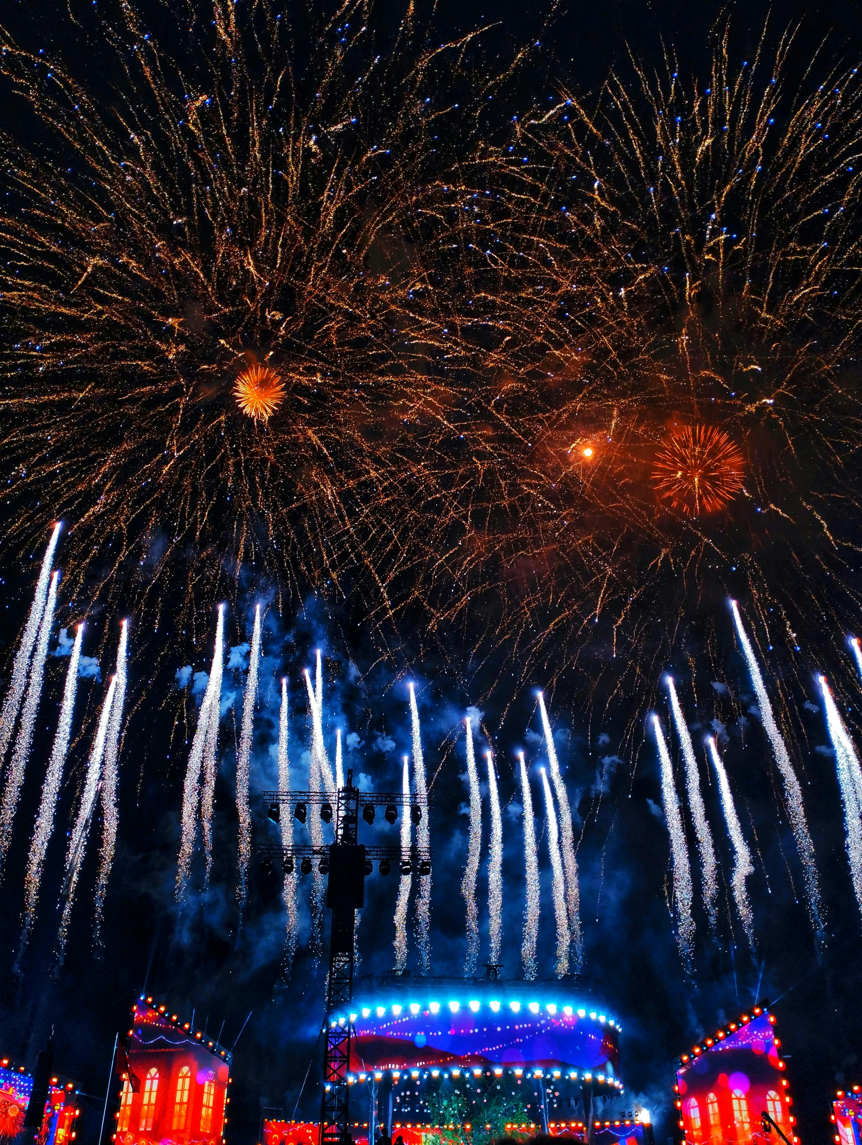 Fireworks Show Over the Stage · Free Stock Photo
