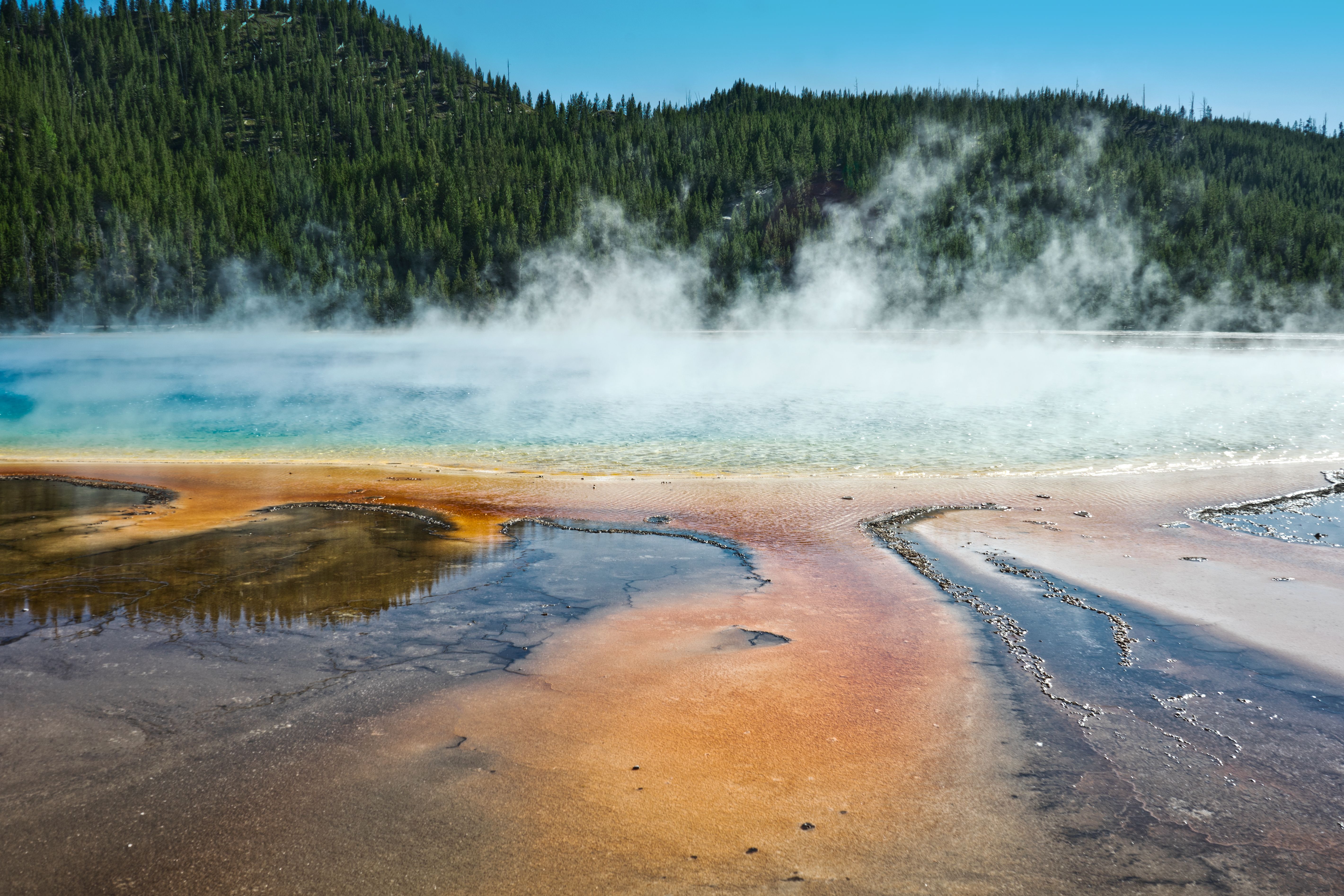 Steam over Geyser Lake in Yellowstone National Park in USA · Free Stock ...