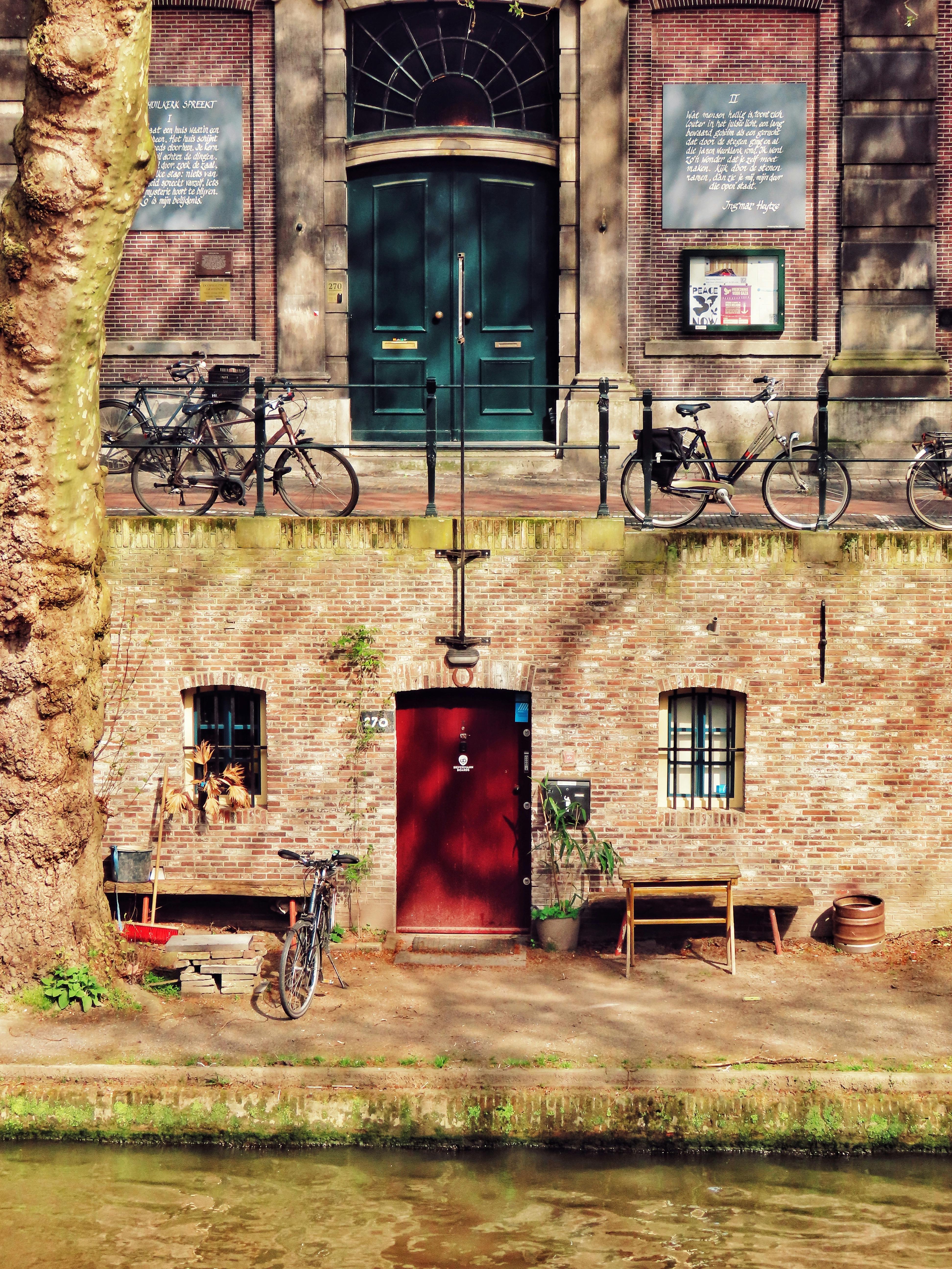 View of a Waterfront Building by the Canal in Utrecht, the Netherlands ...