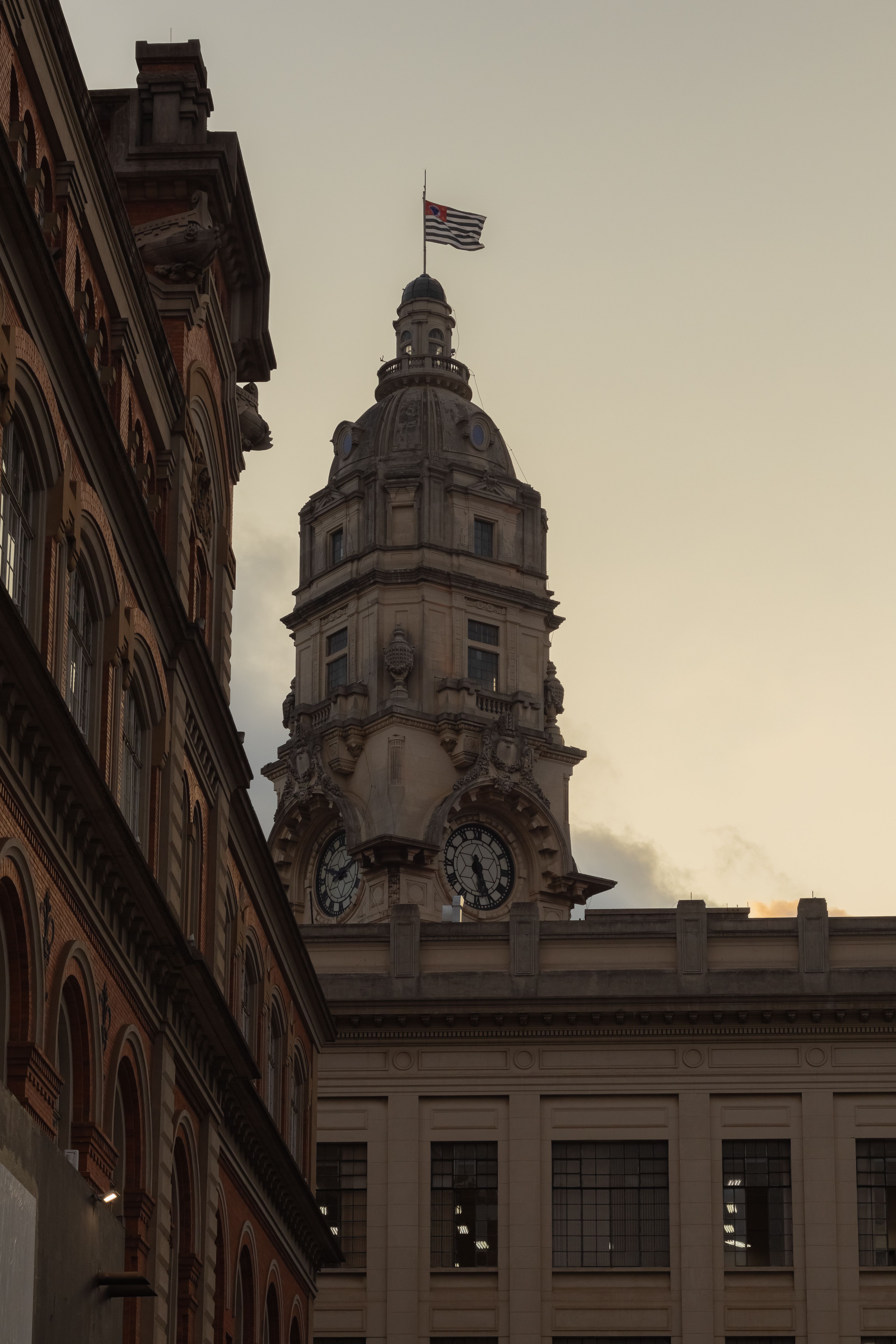 Flag of Sao Paulo on Top of a Clock Tower · Free Stock Photo