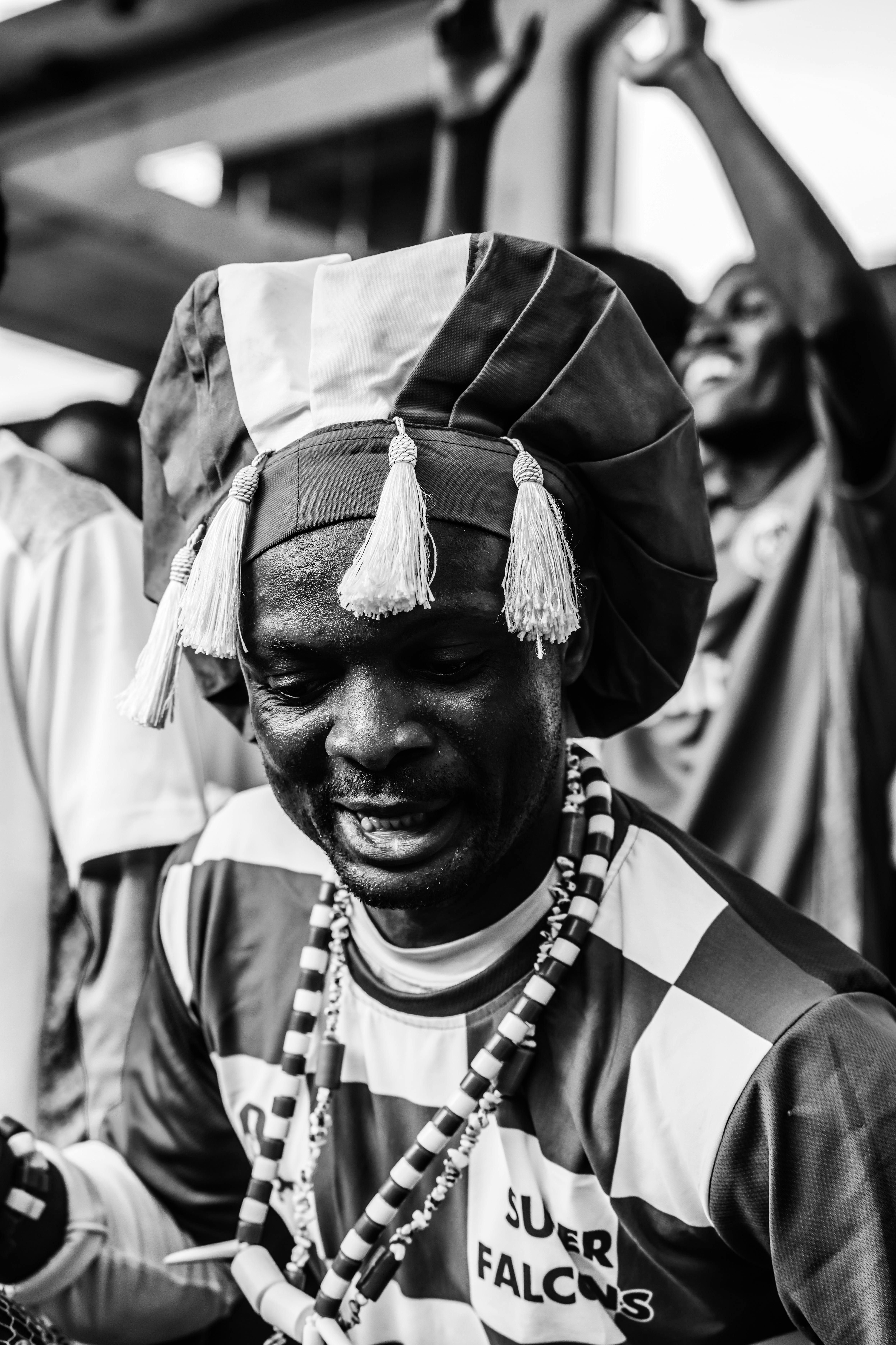 Man in Traditional Hat in Black and White · Free Stock Photo