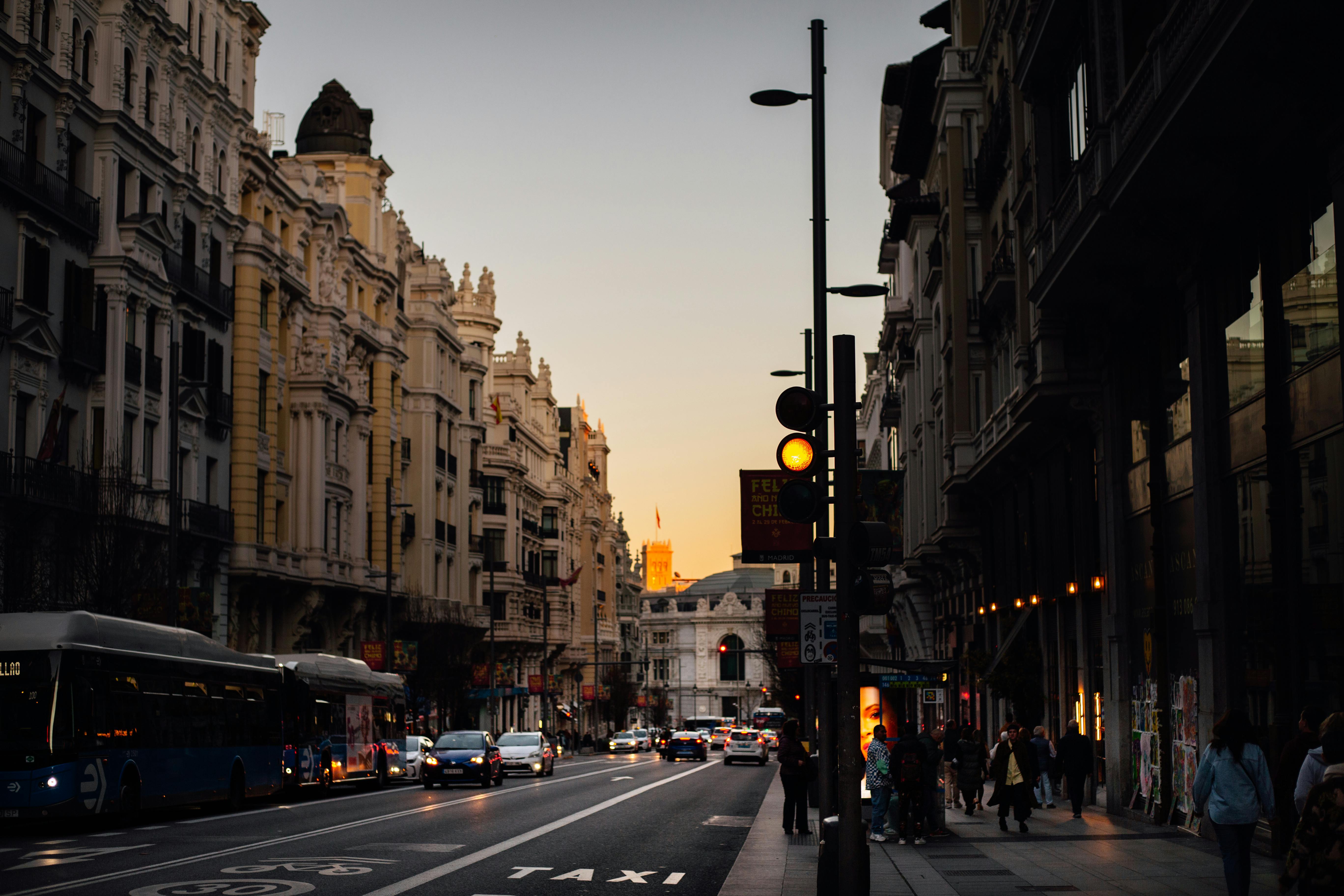 Evening Urban Street in Madrid · Free Stock Photo