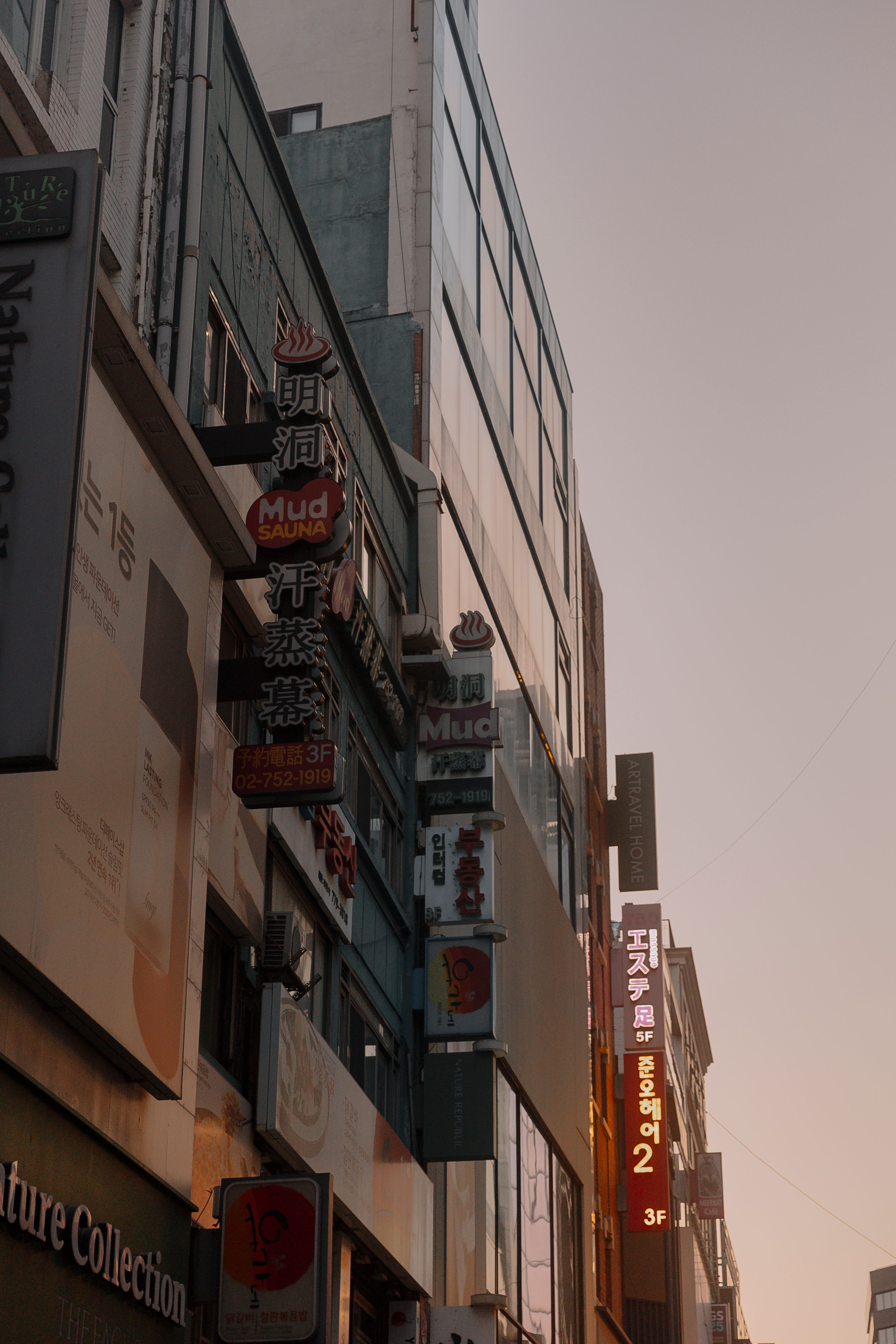Display Signs on Buildings against Evening Sky · Free Stock Photo