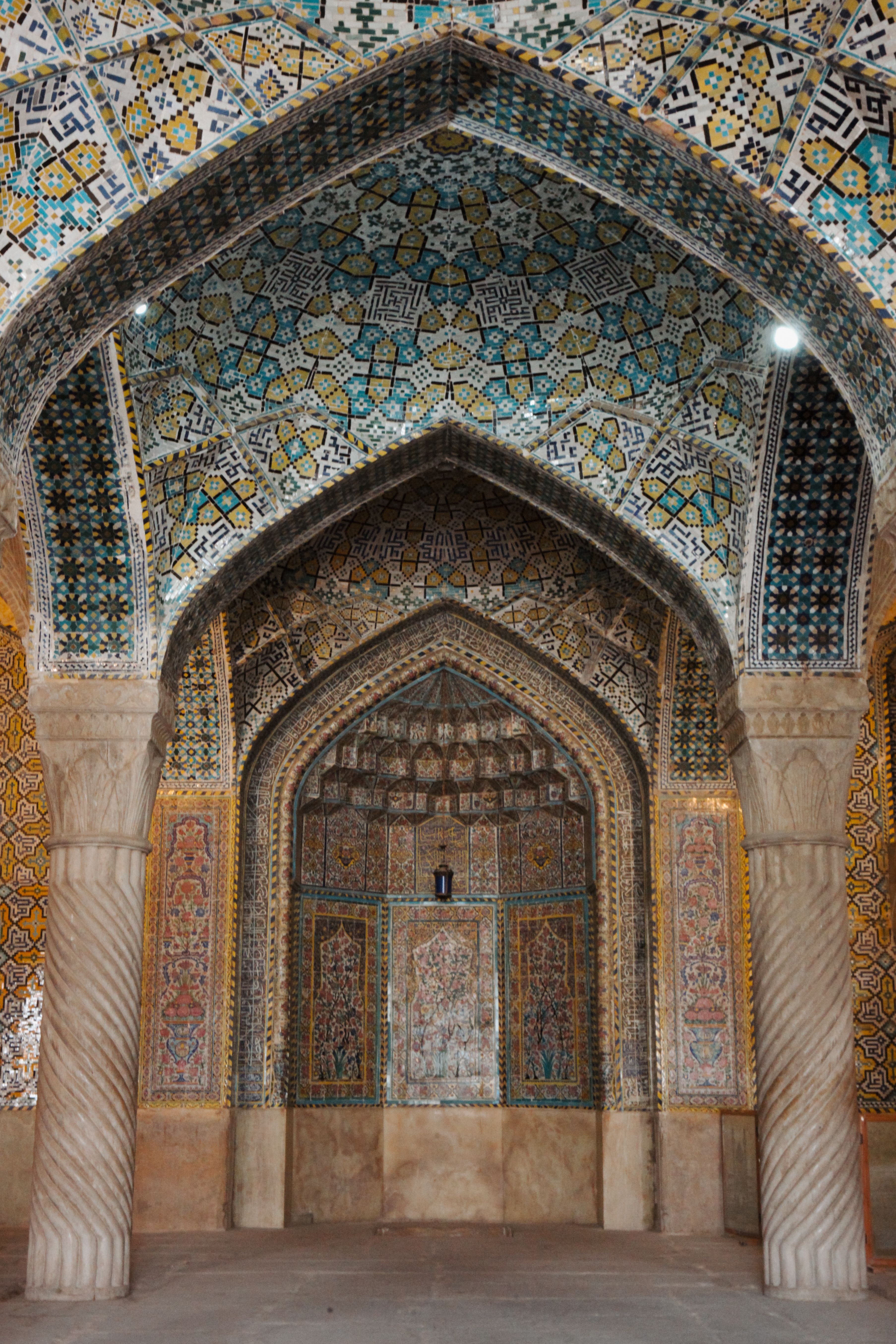 Ornate Mosaic Covered Prayer Hall of the Vakil Mosque in Shiraz · Free ...