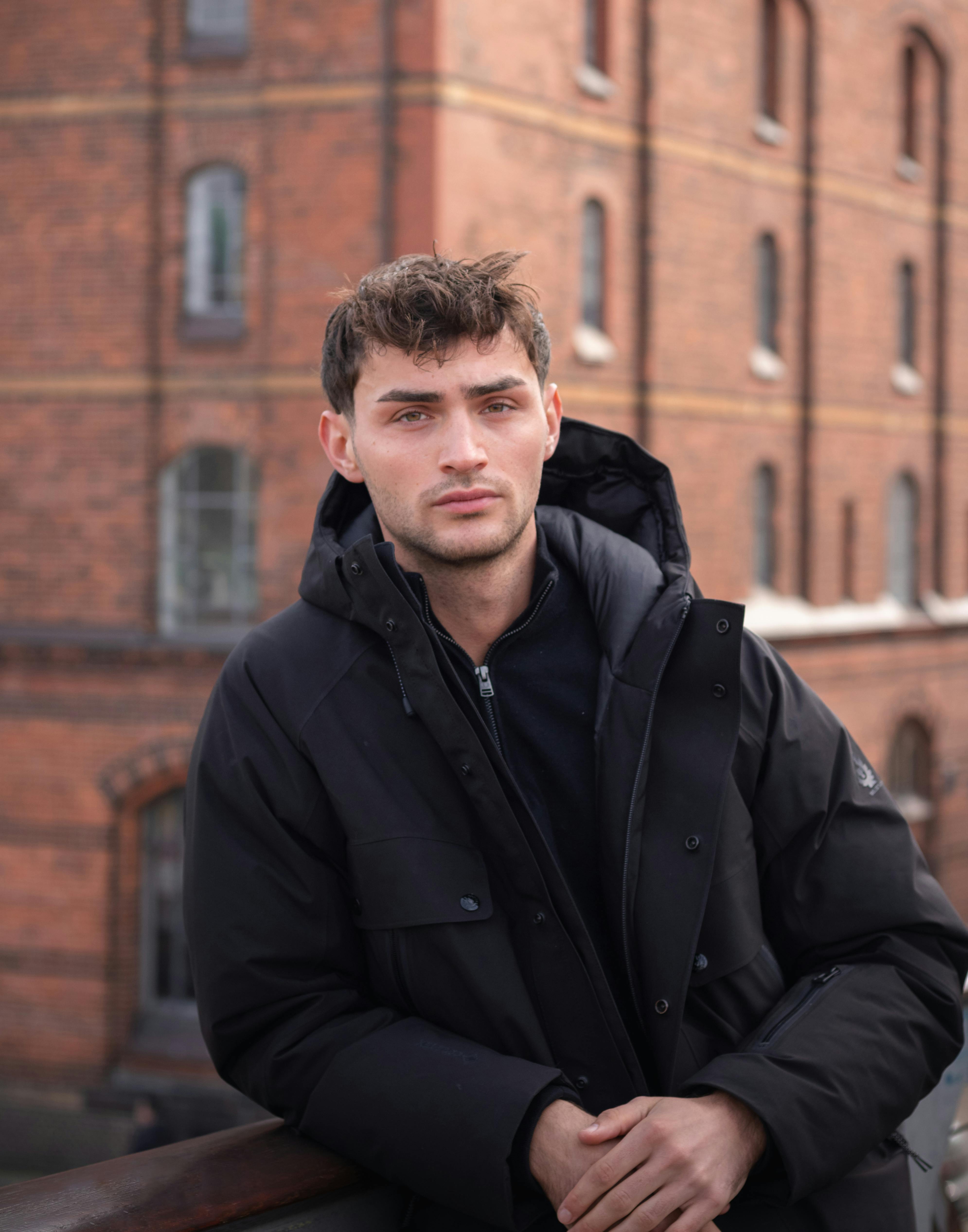 Man in Jacket in Blue Light · Free Stock Photo