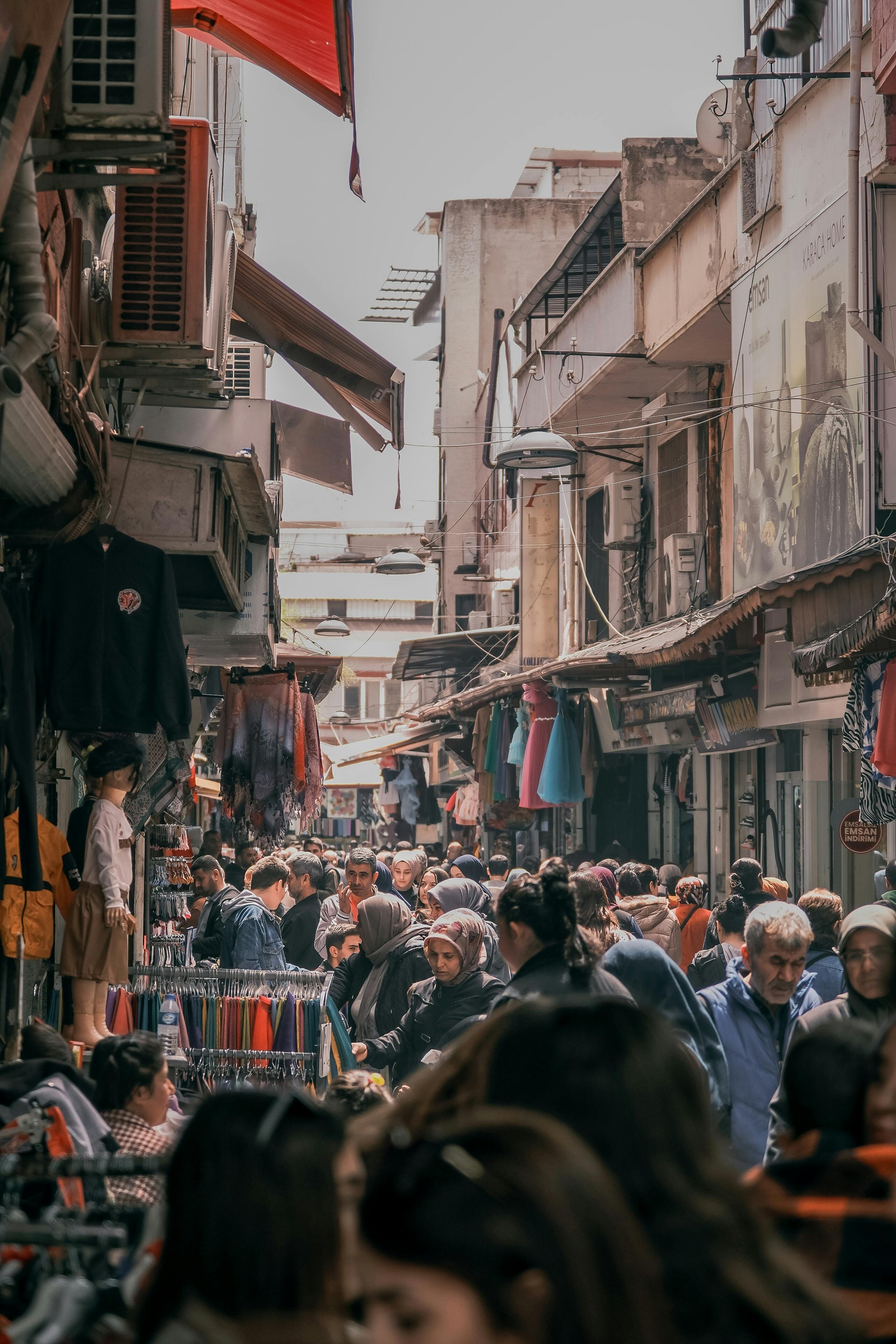 Photo of a Busy Shopping Street · Free Stock Photo