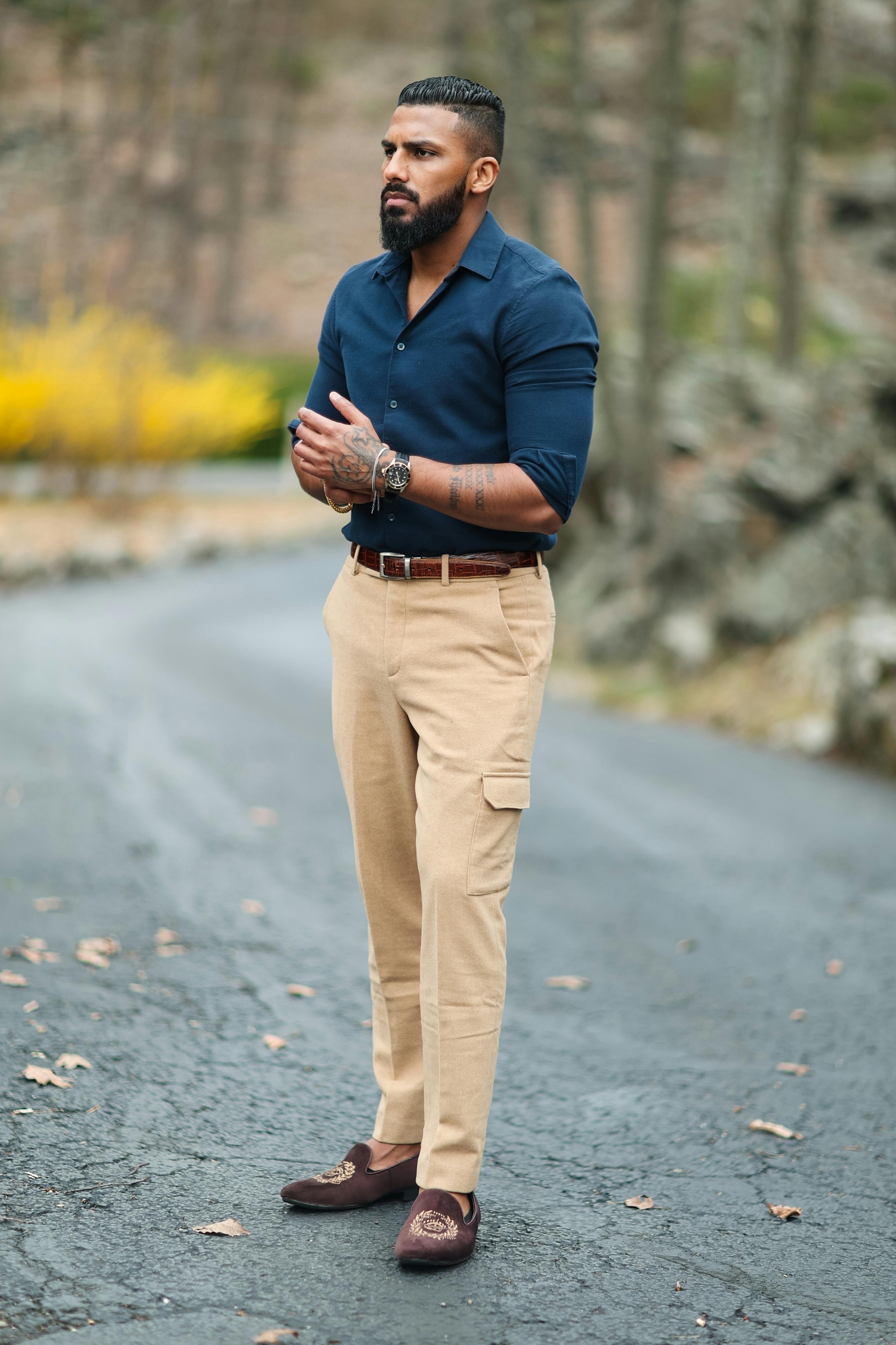 Brunette Man in Shirt Standing on Road · Free Stock Photo