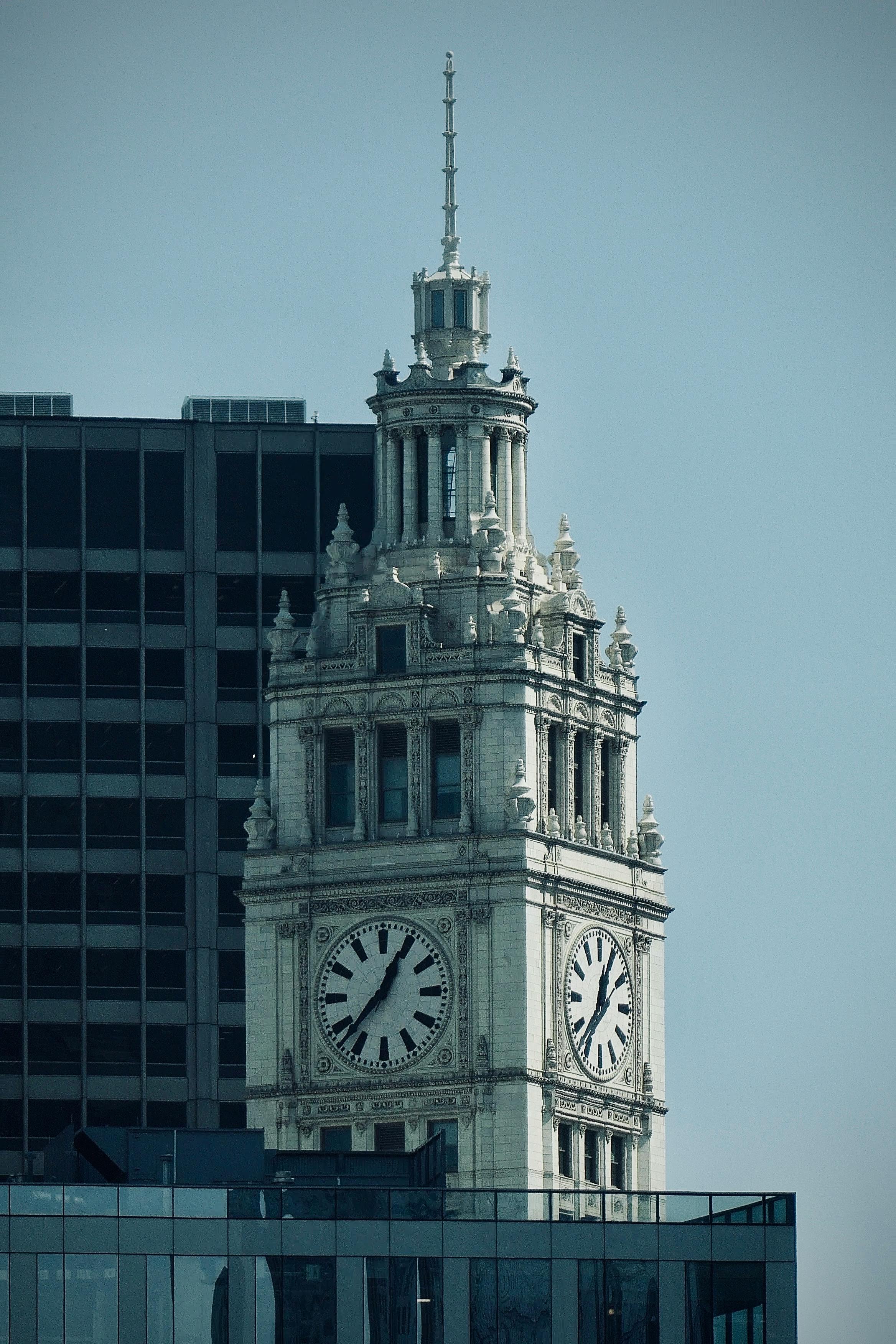 Clock Tower at the Top of the Wrigley Building Downtown Chicago · Free ...