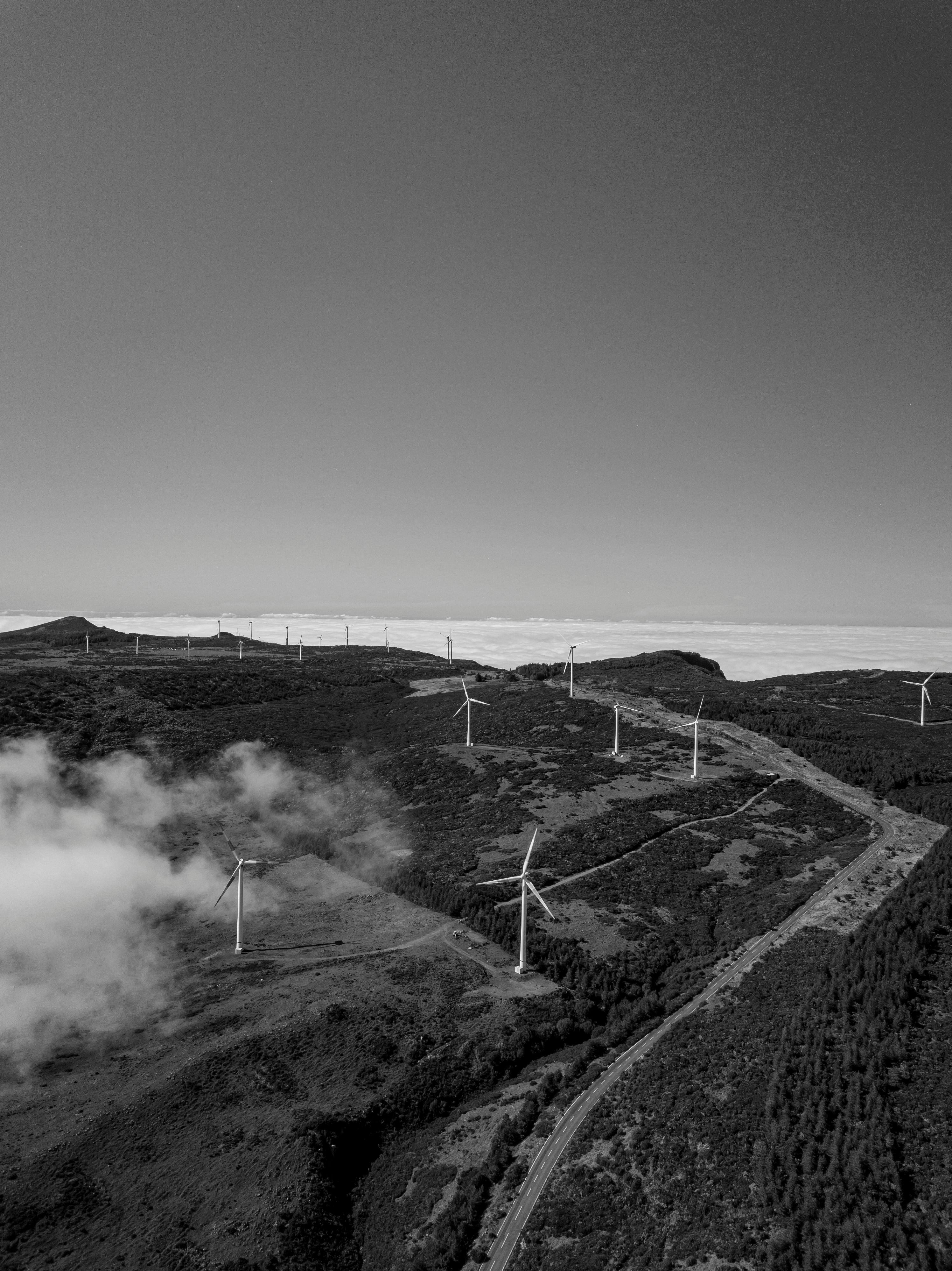 Aerial View of a Wind Farm on a Plateau Above the Cloud Cover · Free ...