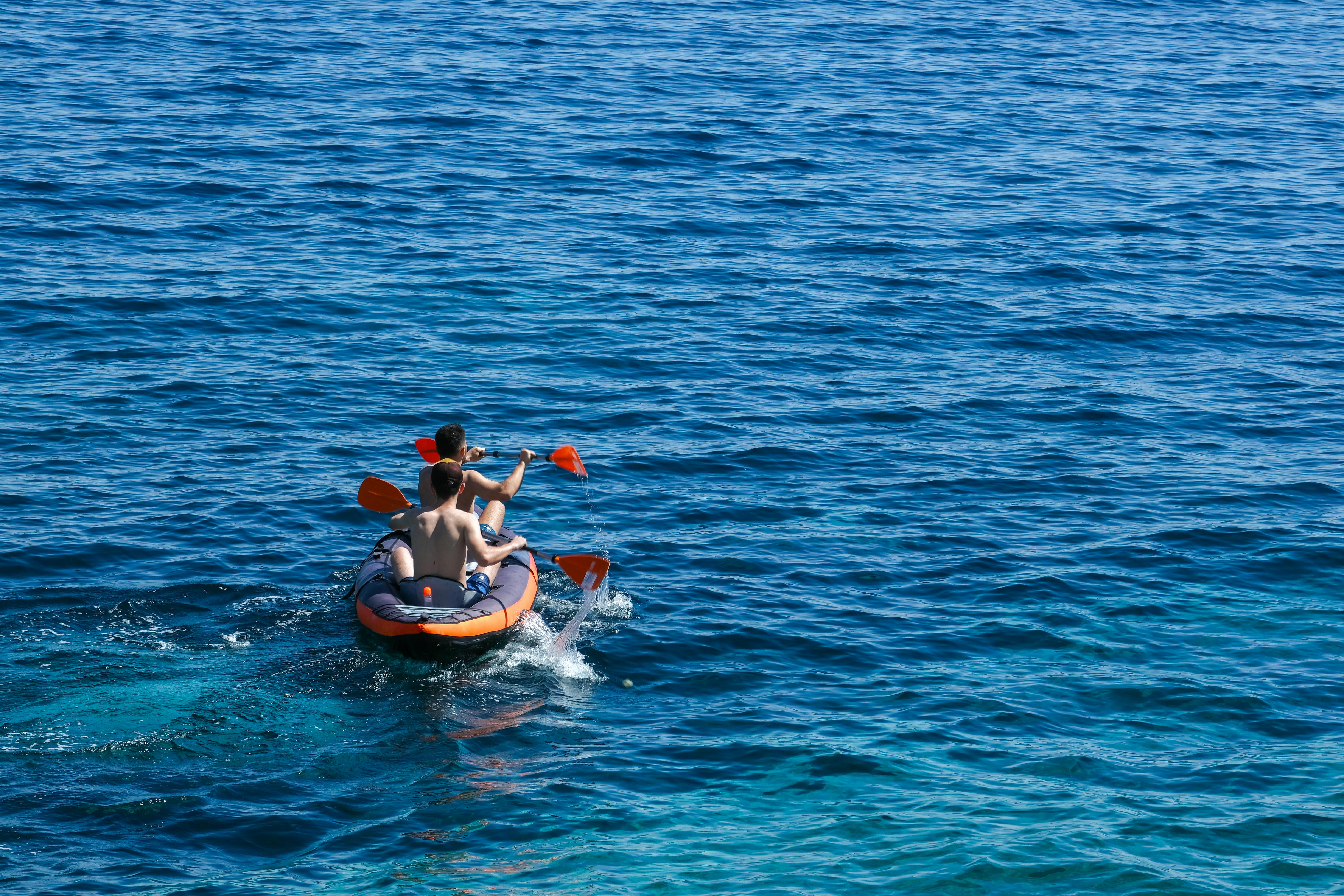 Duo Kayaking on the Vast Blue Sea · Free Stock Photo