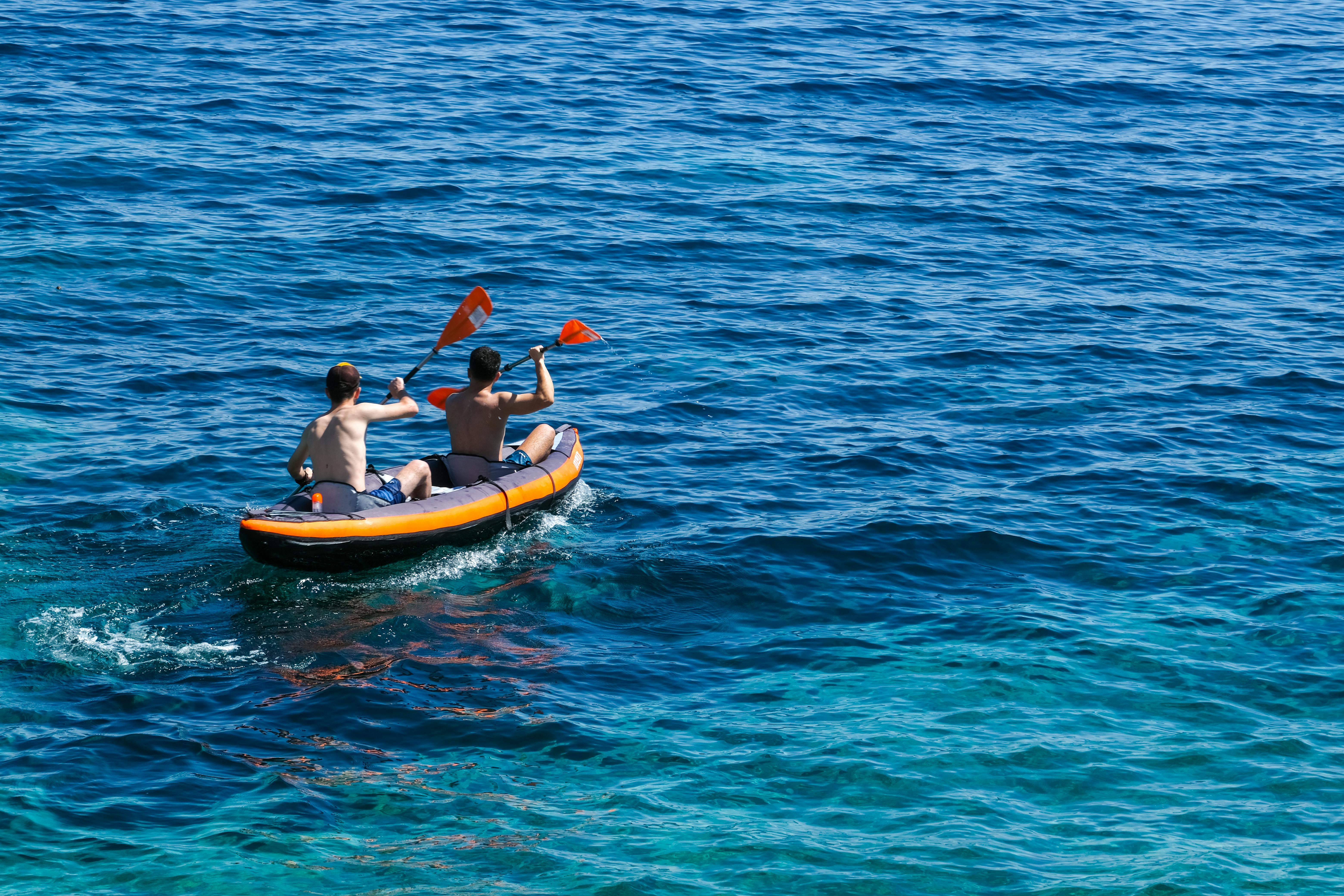 Duo Kayaking on the Vast Blue Sea · Free Stock Photo
