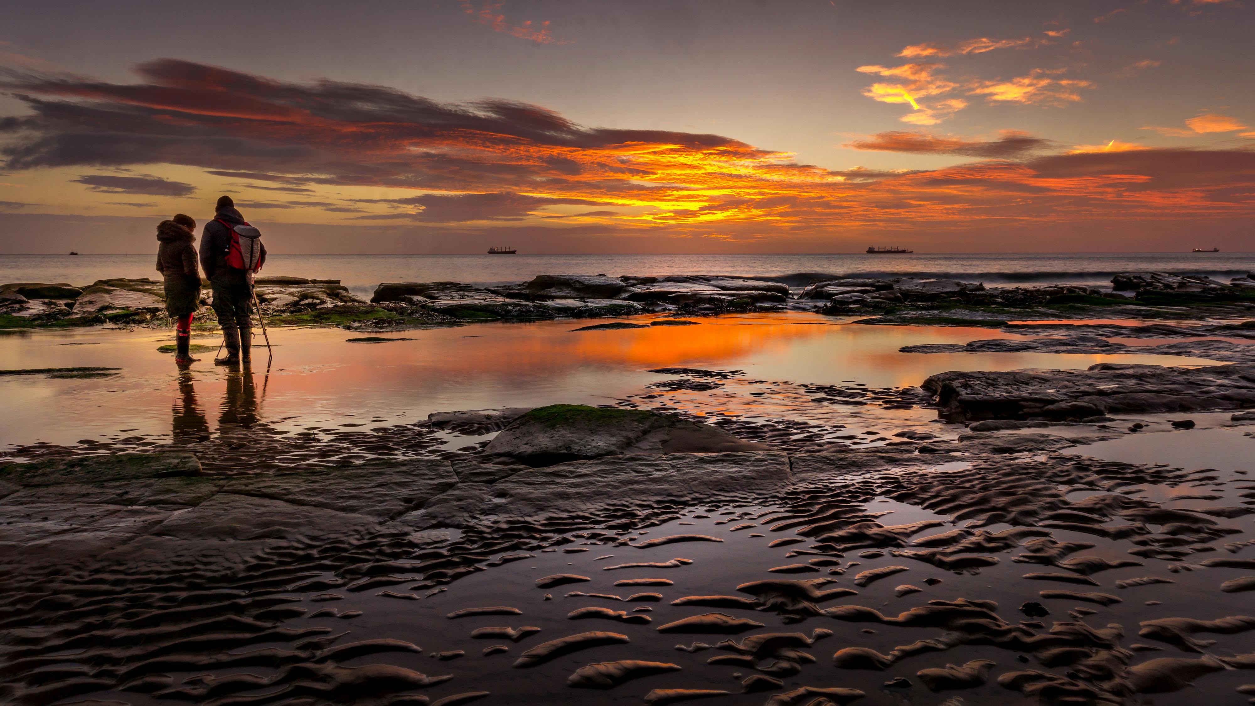 Back View of Two People Standing on the Shore · Free Stock Photo