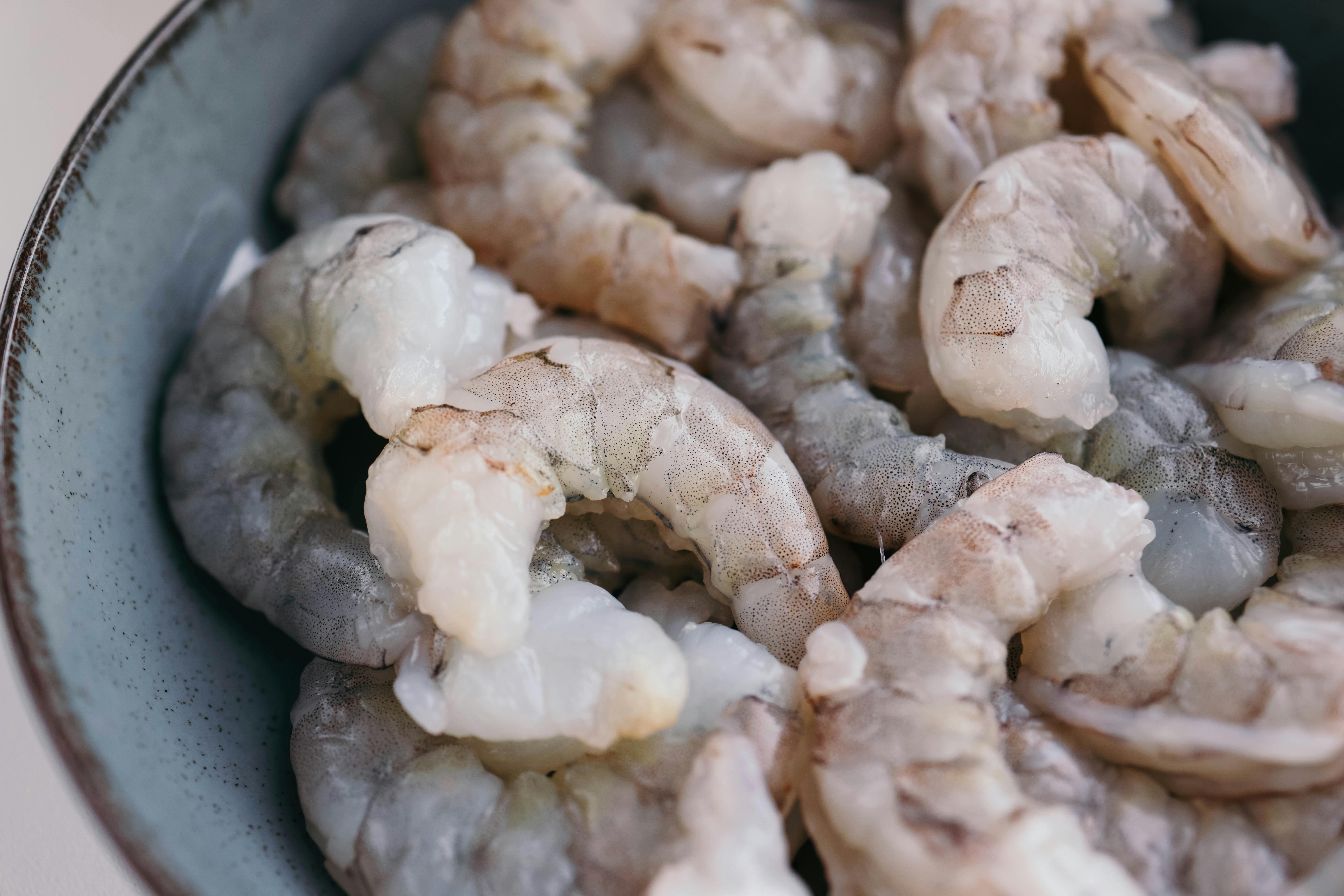 A bowl of shrimp sitting on top of a table · Free Stock Photo