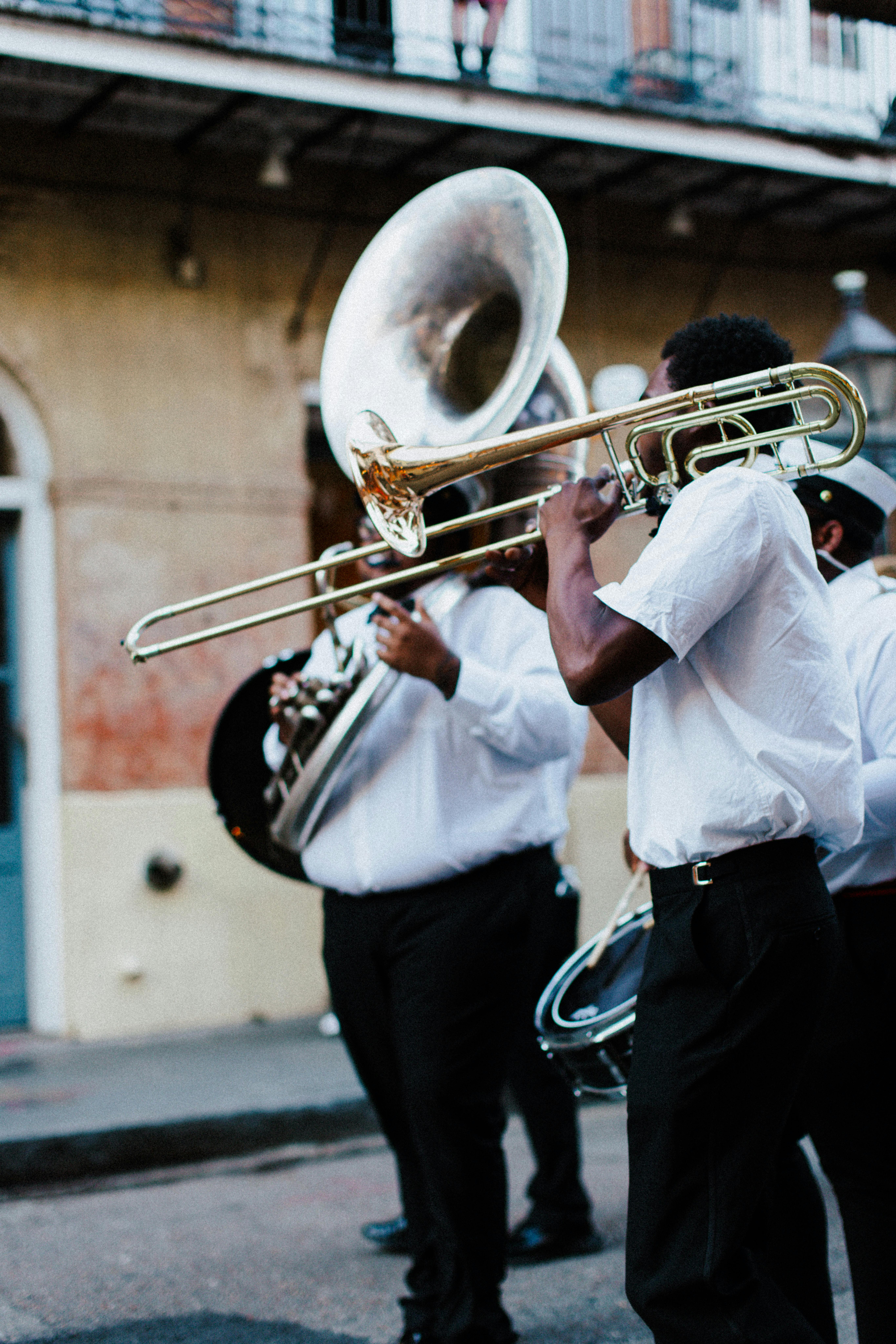 Musicians Playing Wind Instruments on a Street in New Orleans, USA ...