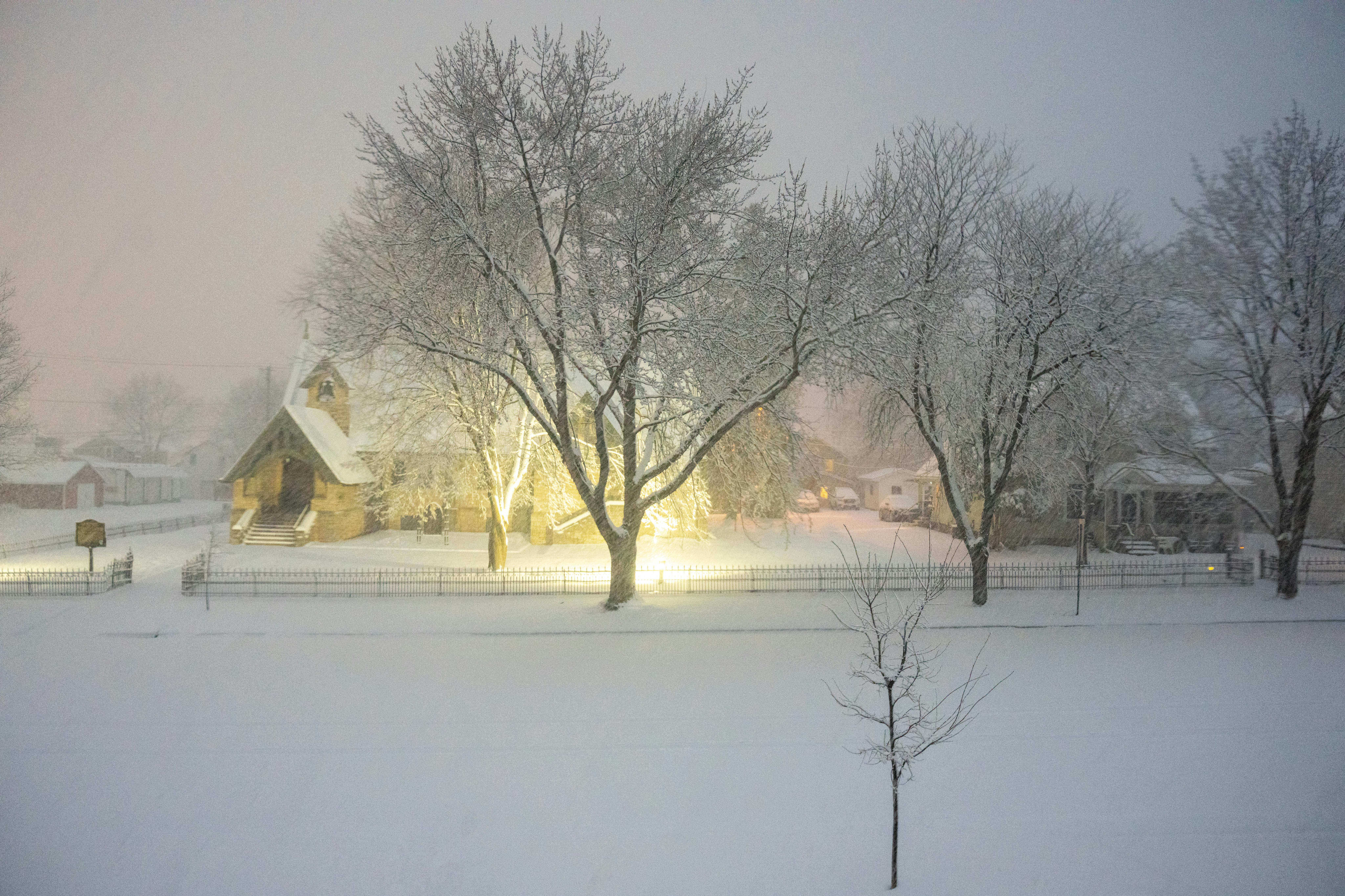 View of a Village during a Snowstorm · Free Stock Photo