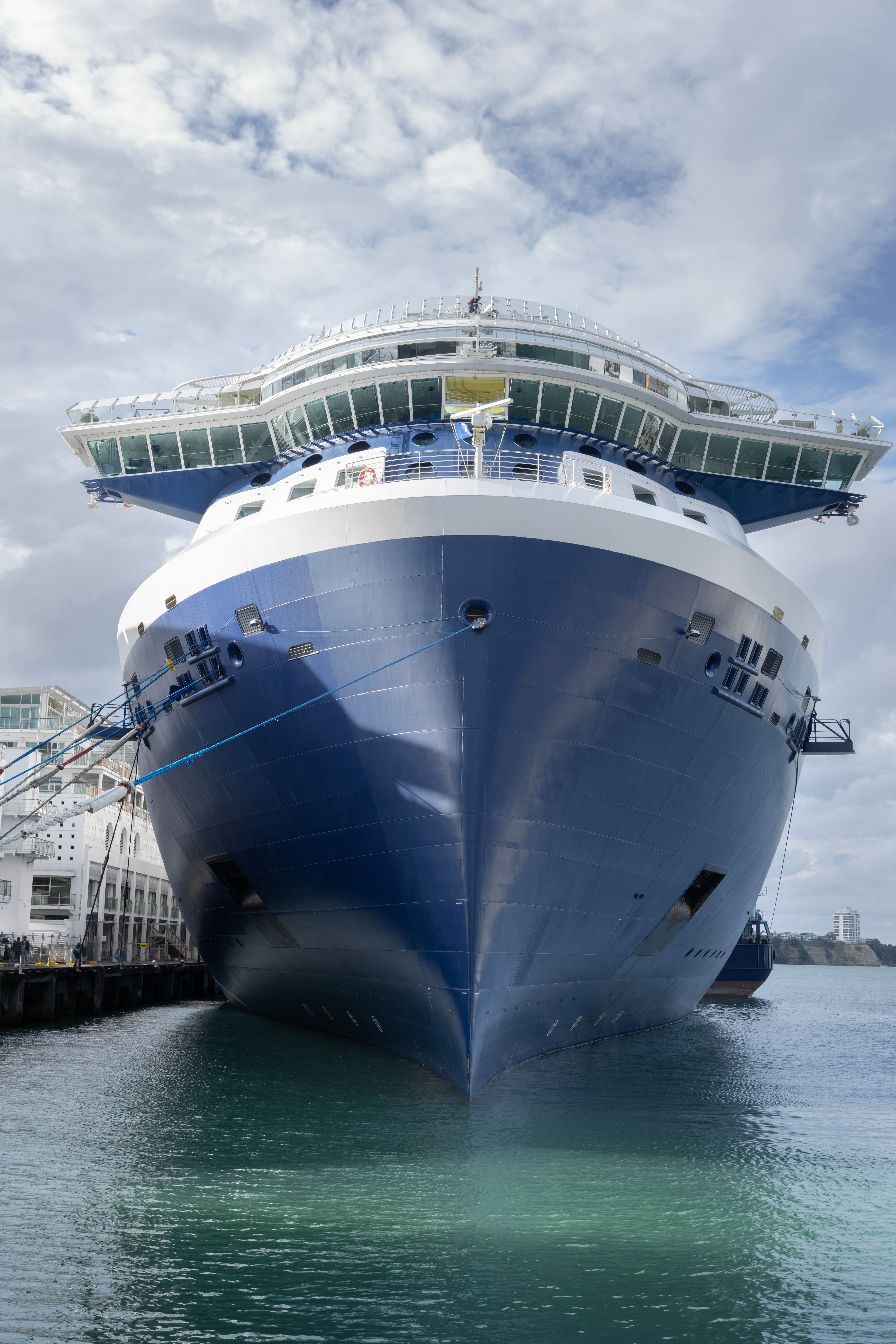 A large blue and white cruise ship docked at a dock · Free Stock Photo