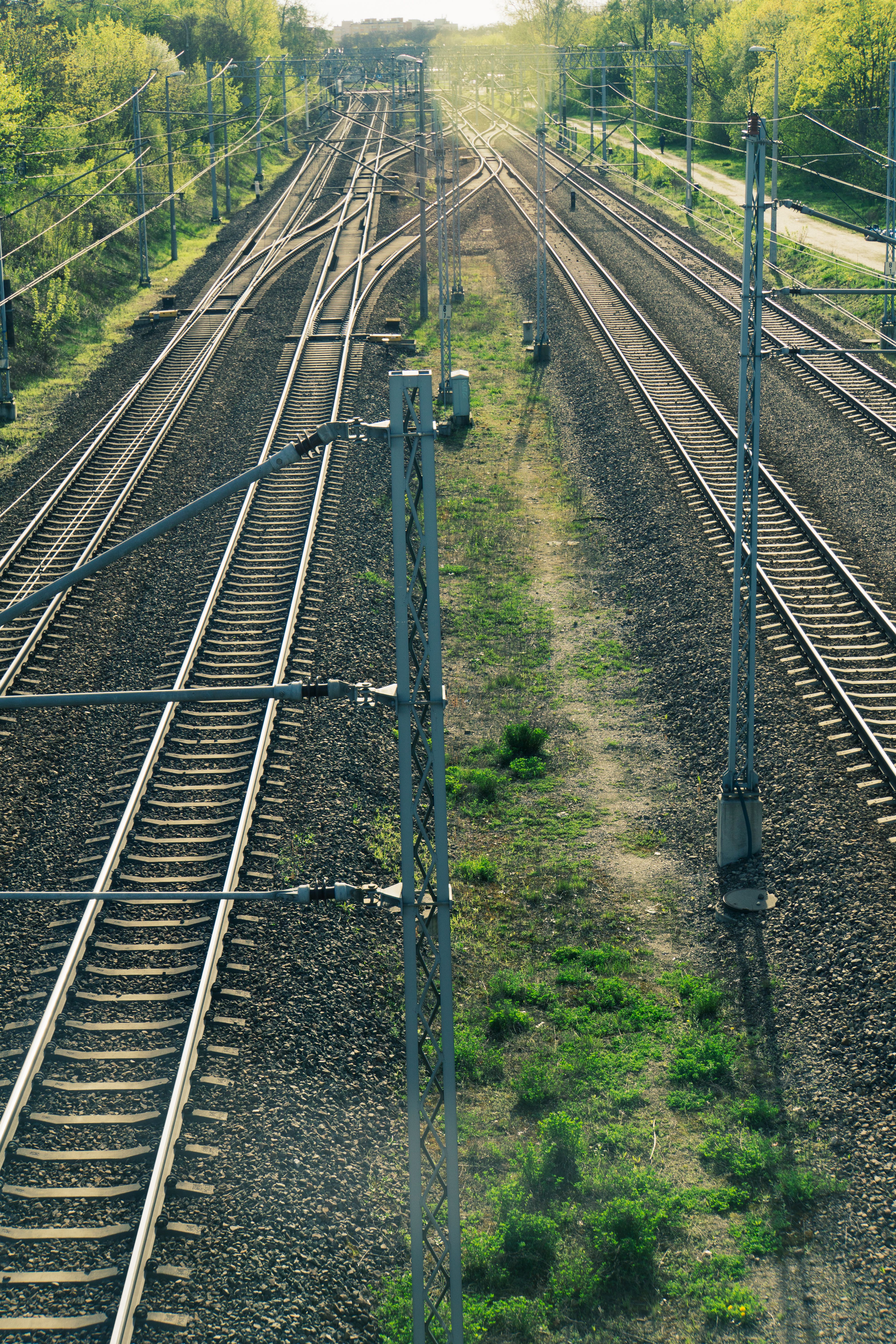 Utility Poles over Railway Tracks · Free Stock Photo