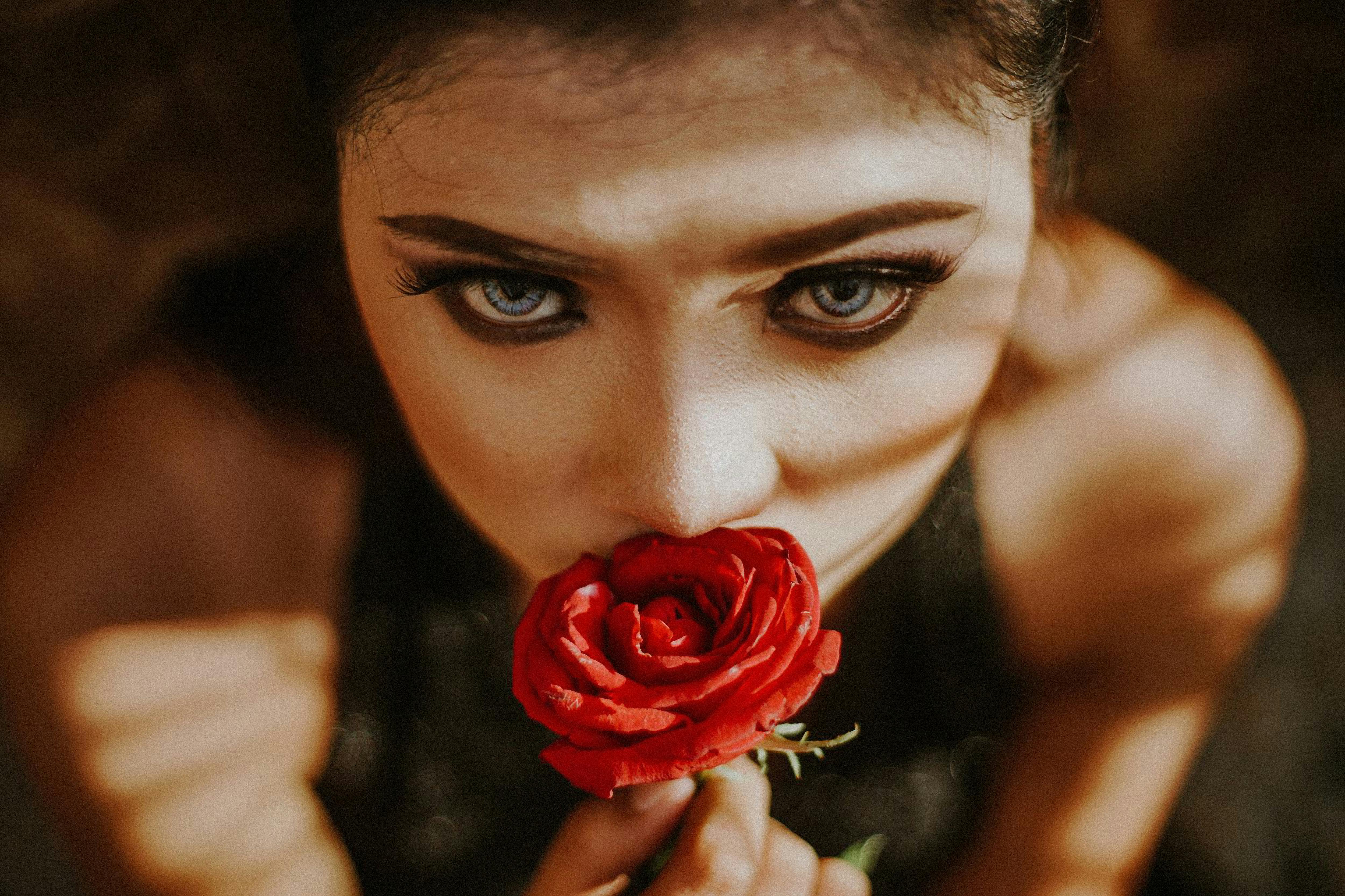 Red Roses around Woman Face · Free Stock Photo