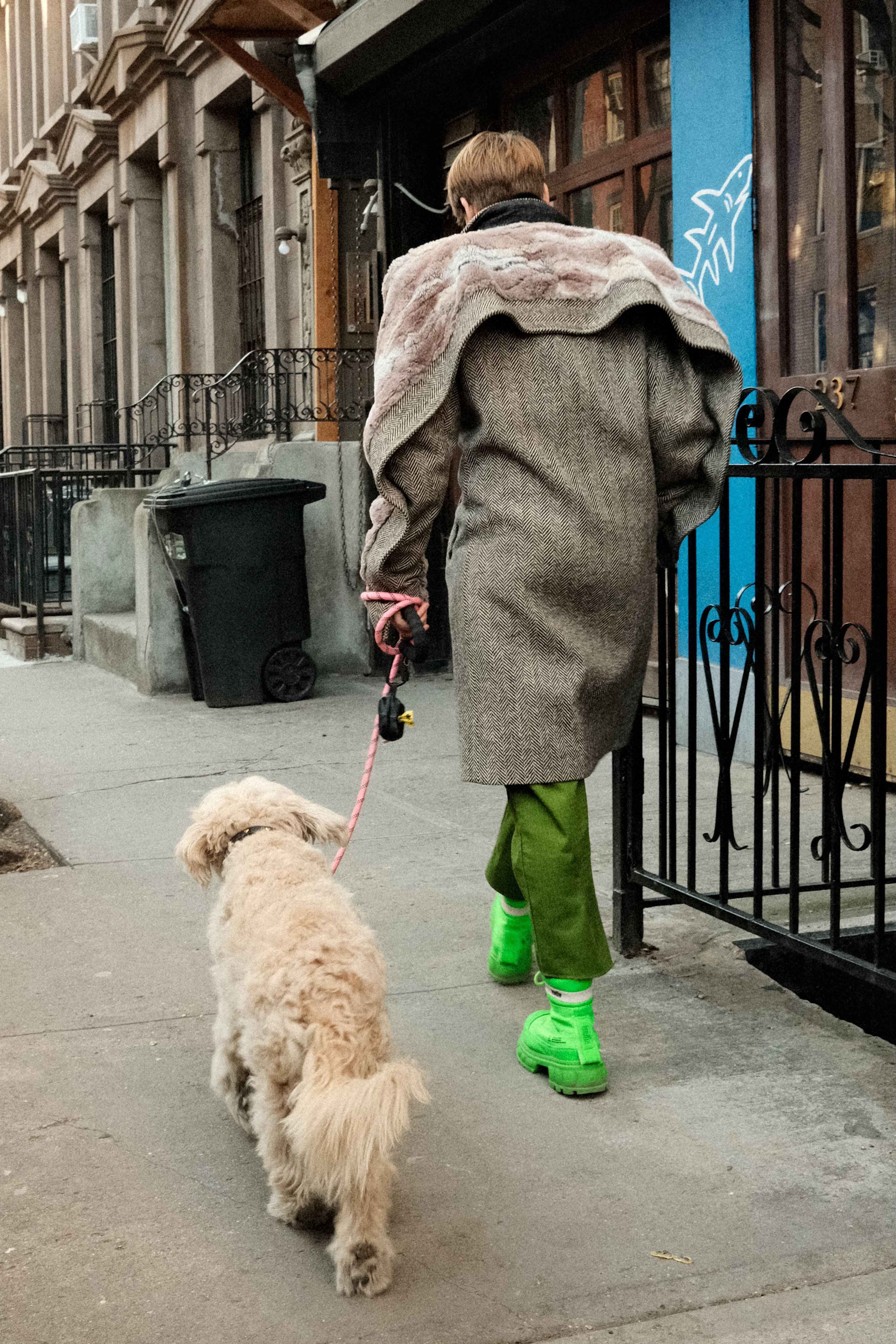 Man in Coat Walking Dog · Free Stock Photo
