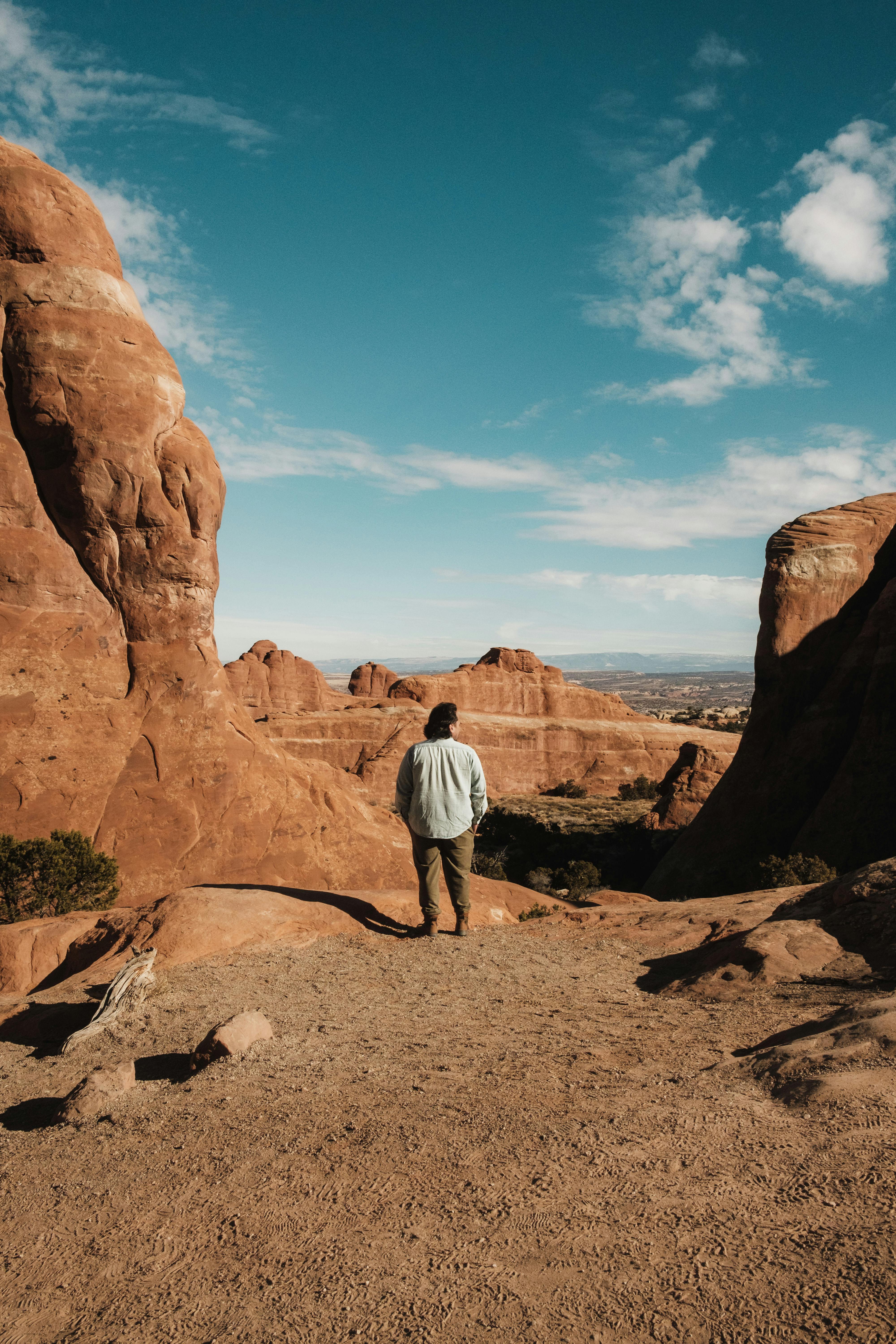 Back View of a Man Standing in the Canyon · Free Stock Photo