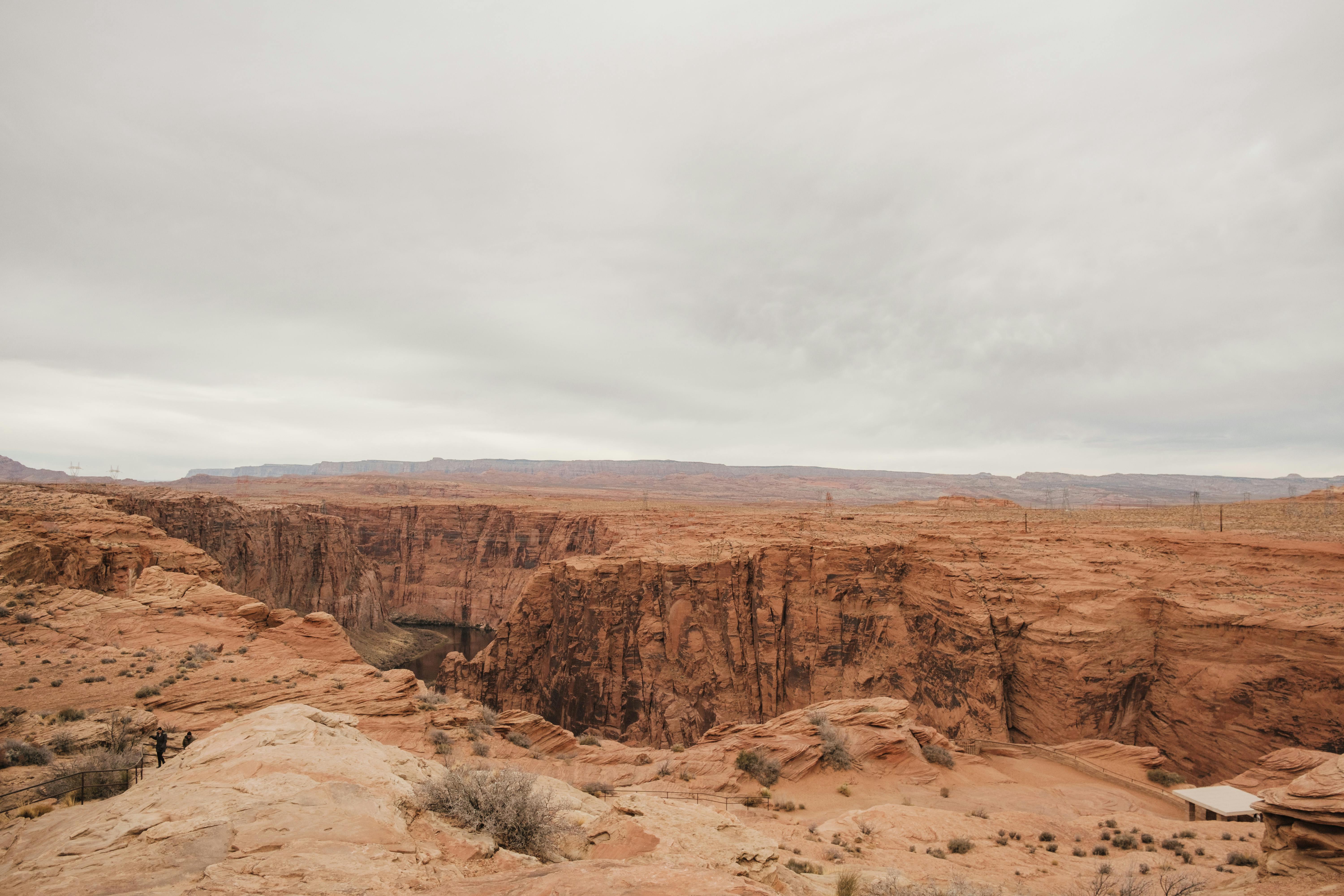 Barren Rocks around Canyon and River near Antelope Canyon in Arizona ...
