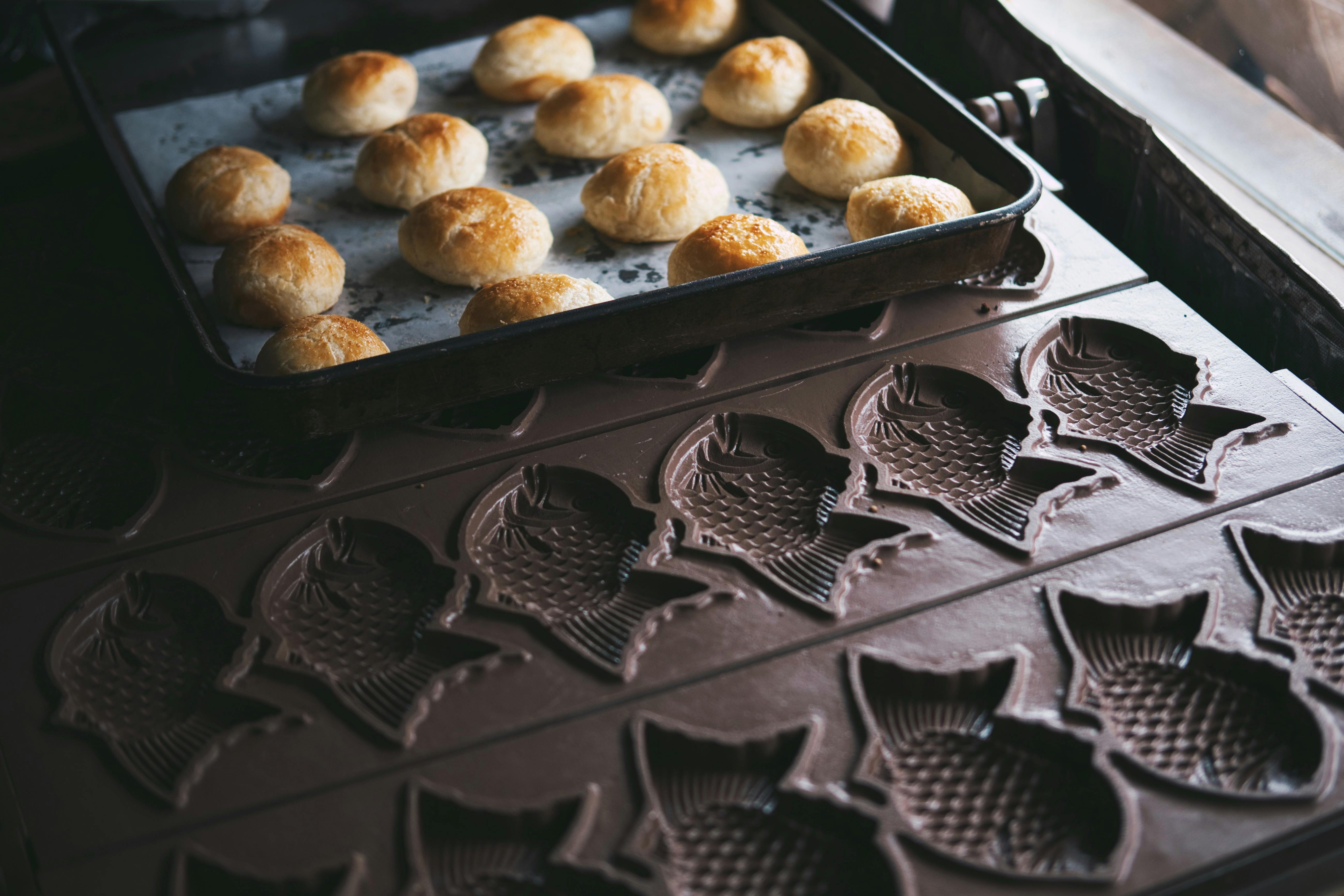 Cooked Pastry on Black Metal Tray · Free Stock Photo