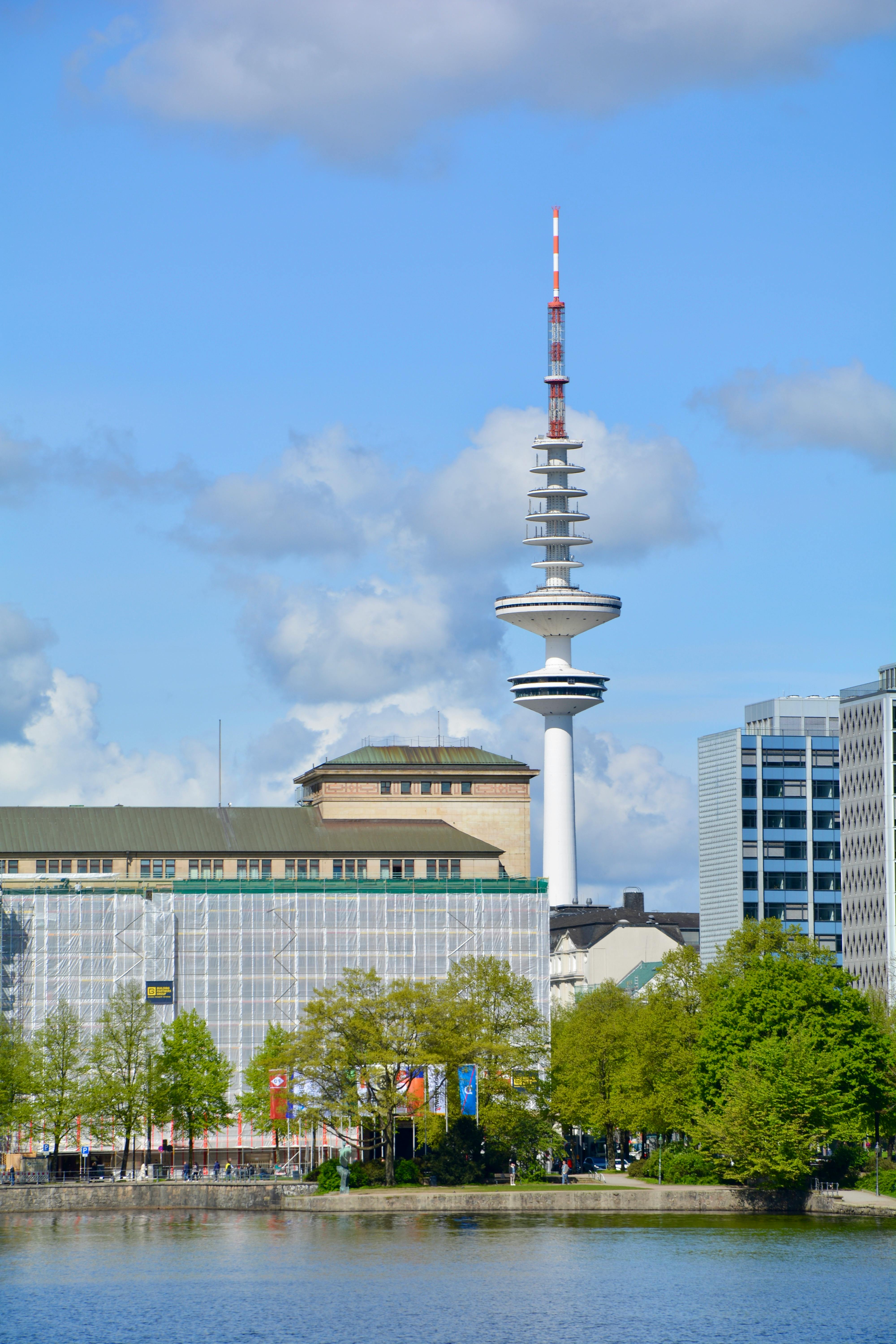 Lake, Buildings and Heinrich-Hertz-Tower in Hamburg in Germany · Free ...