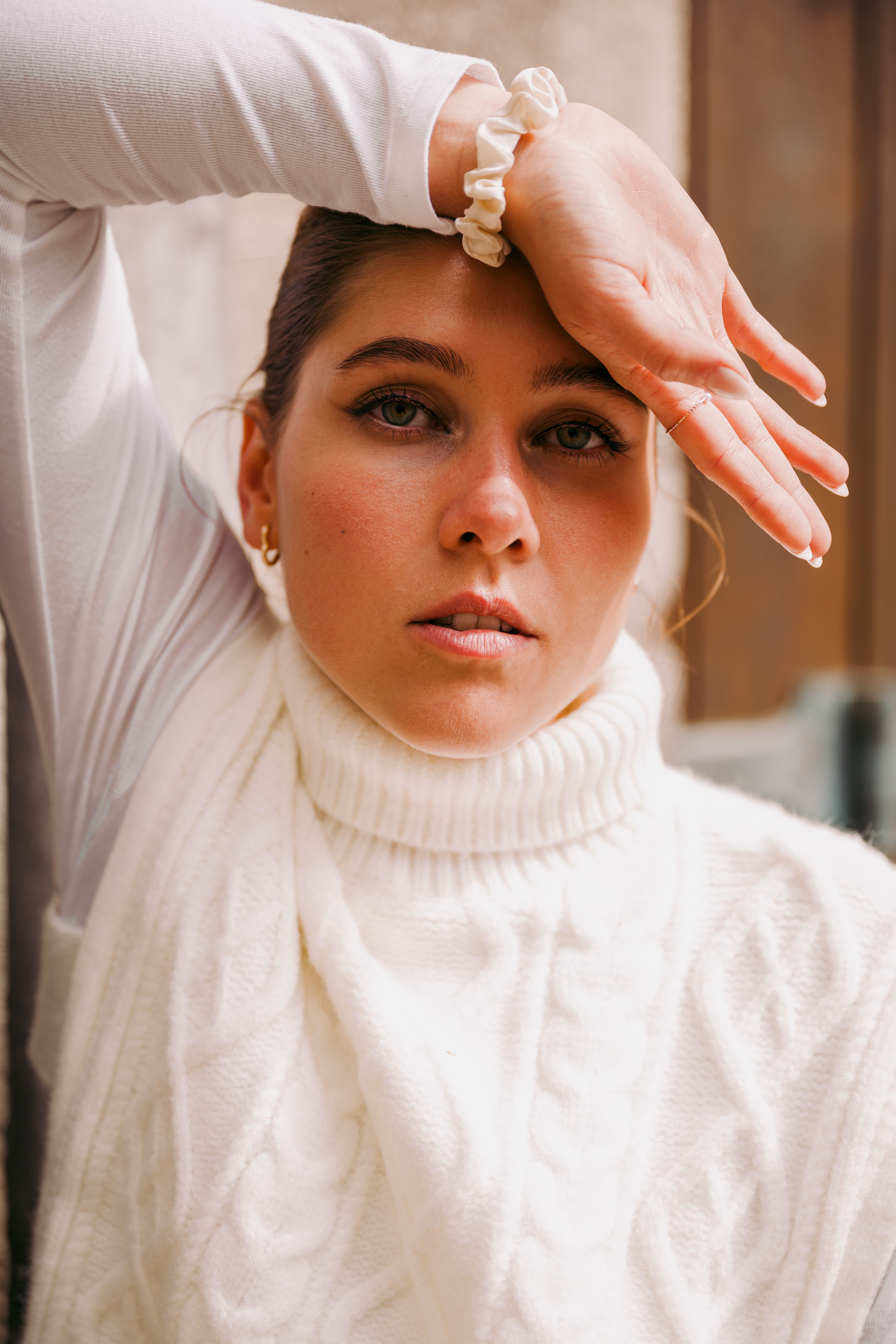 Model in Knitted Vest on White Blouse · Free Stock Photo
