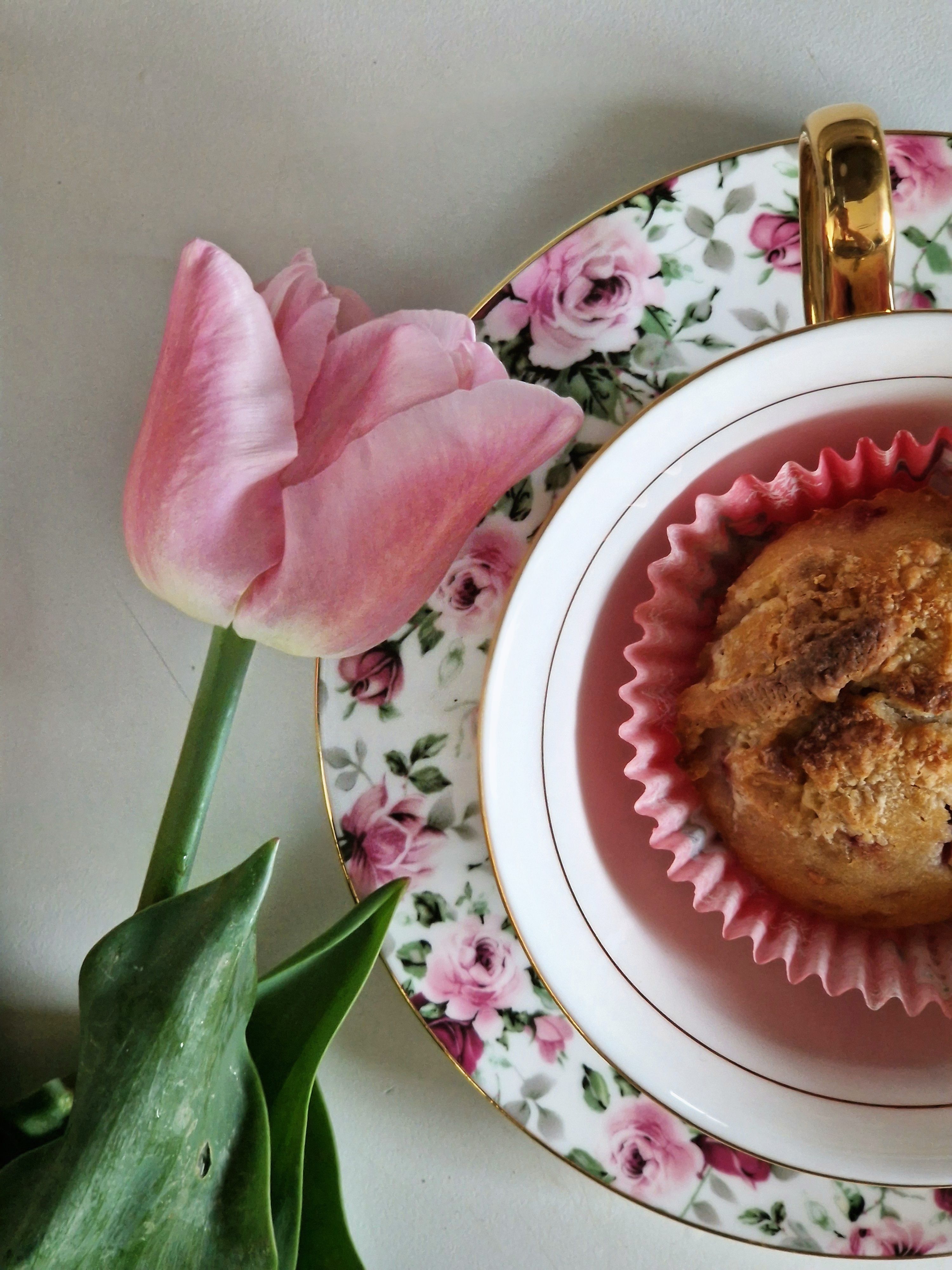Cupcake in Cup near Pink Tulip · Free Stock Photo