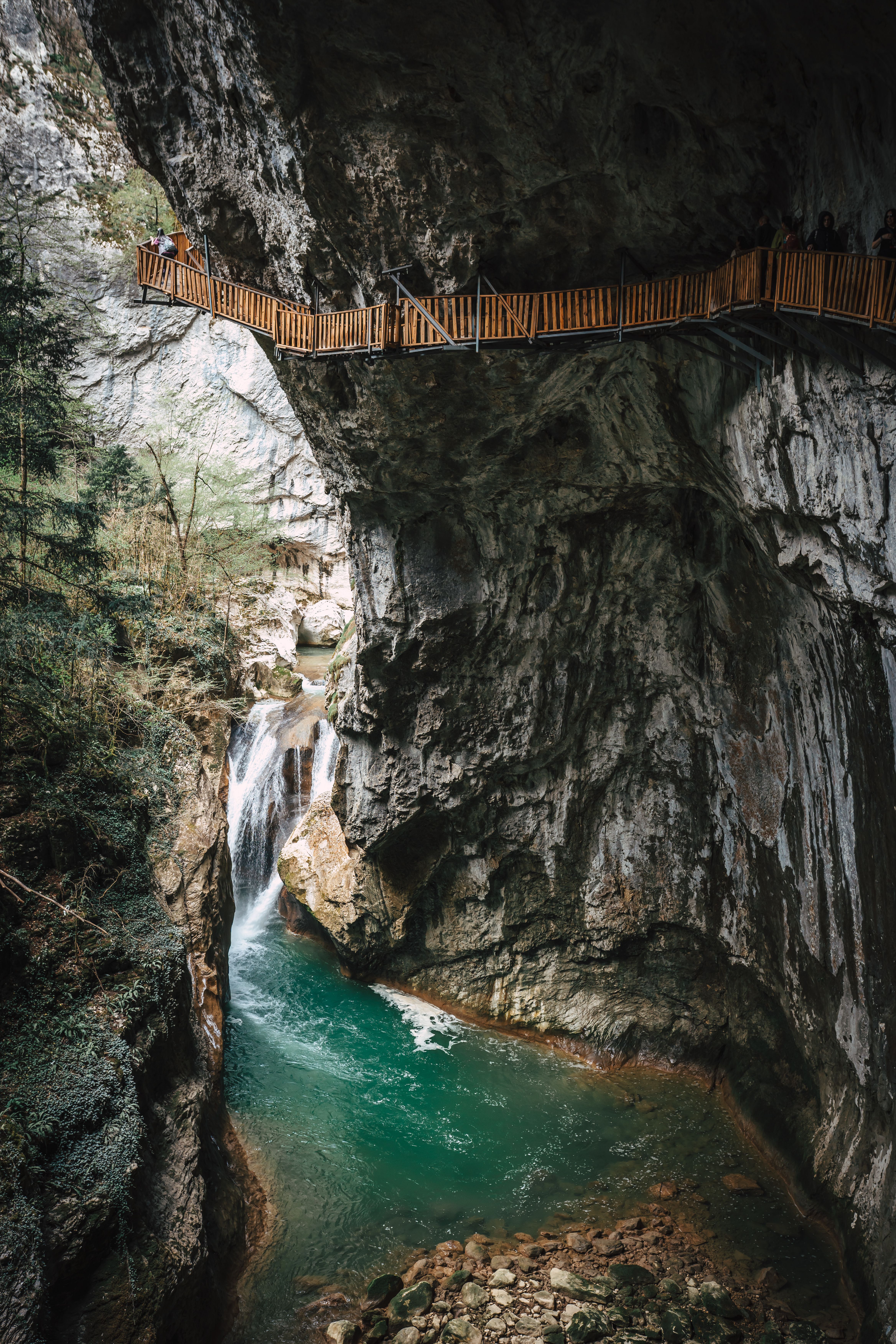 Boardwalk on Rocks over River in Canyon · Free Stock Photo