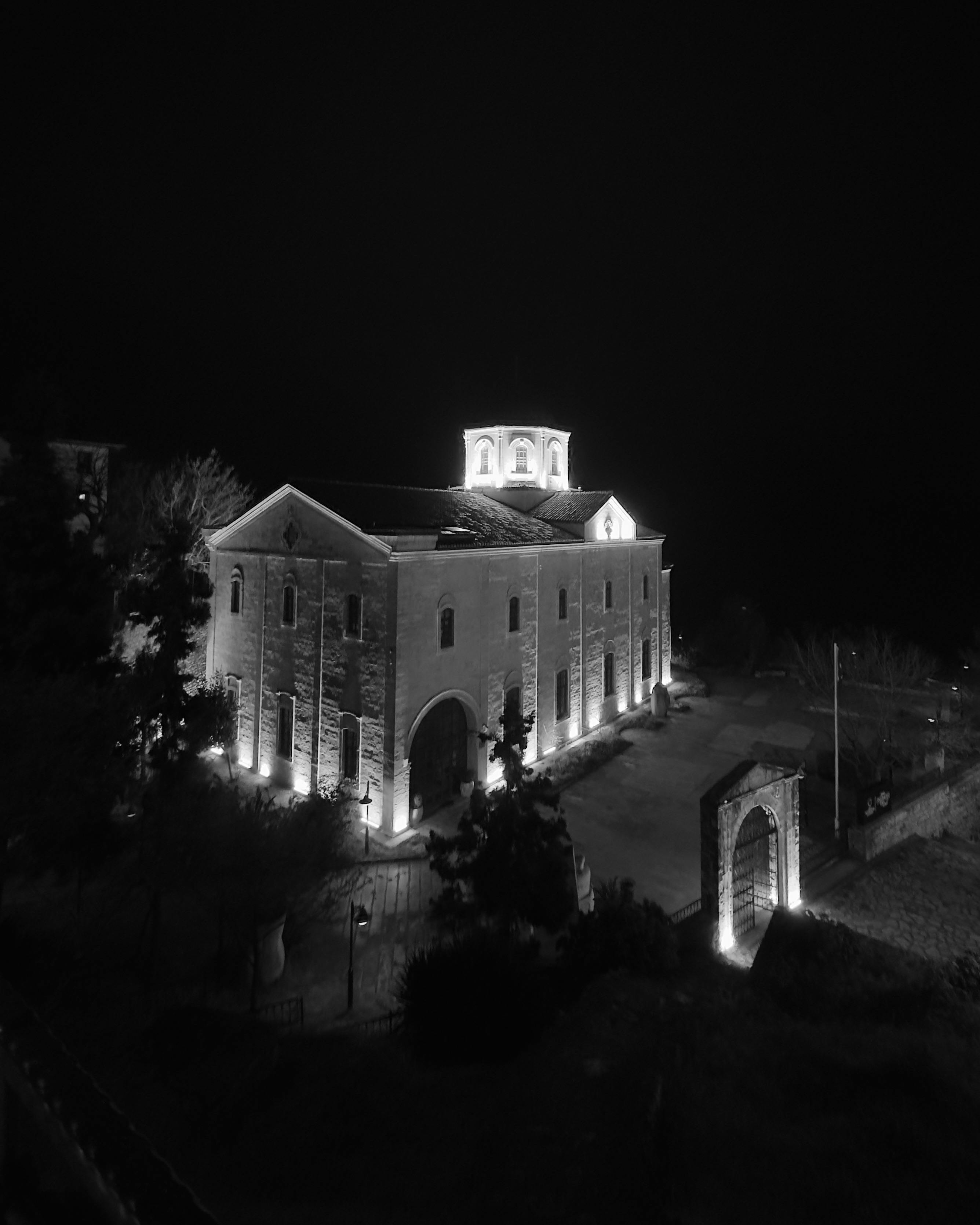 Illuminated Tasbasi Church in Ordu, Turkey at Night · Free Stock Photo